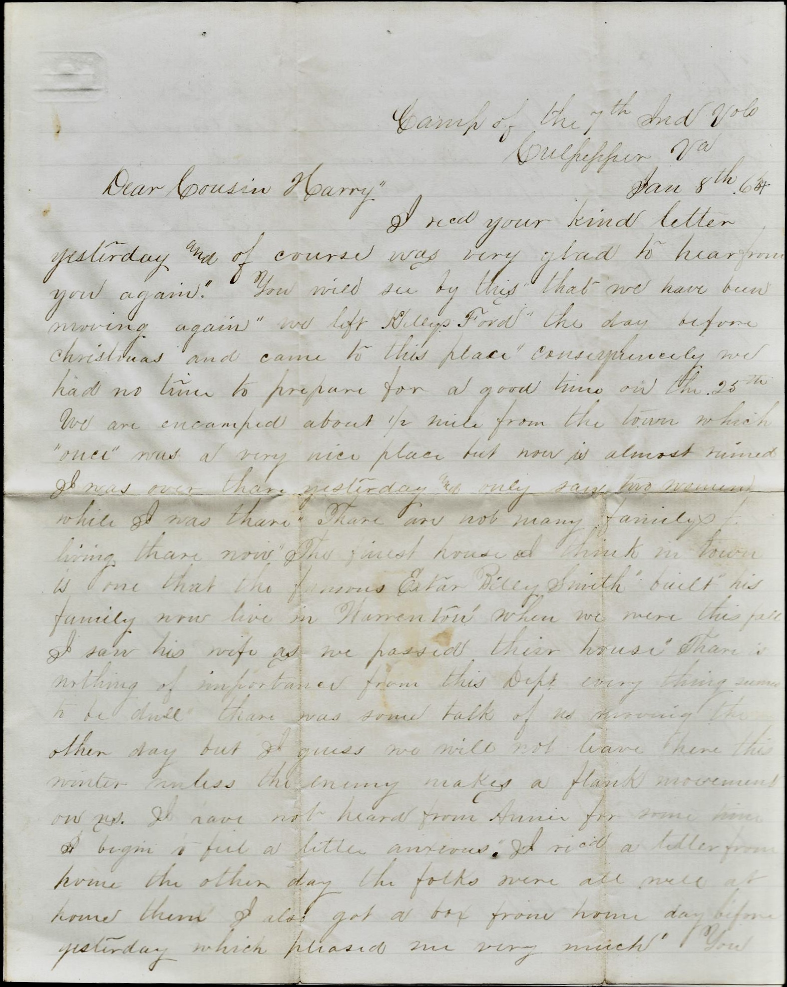 1864: Phillip Jones Carleton to “Cousin Harry” | Spared & Shared 23