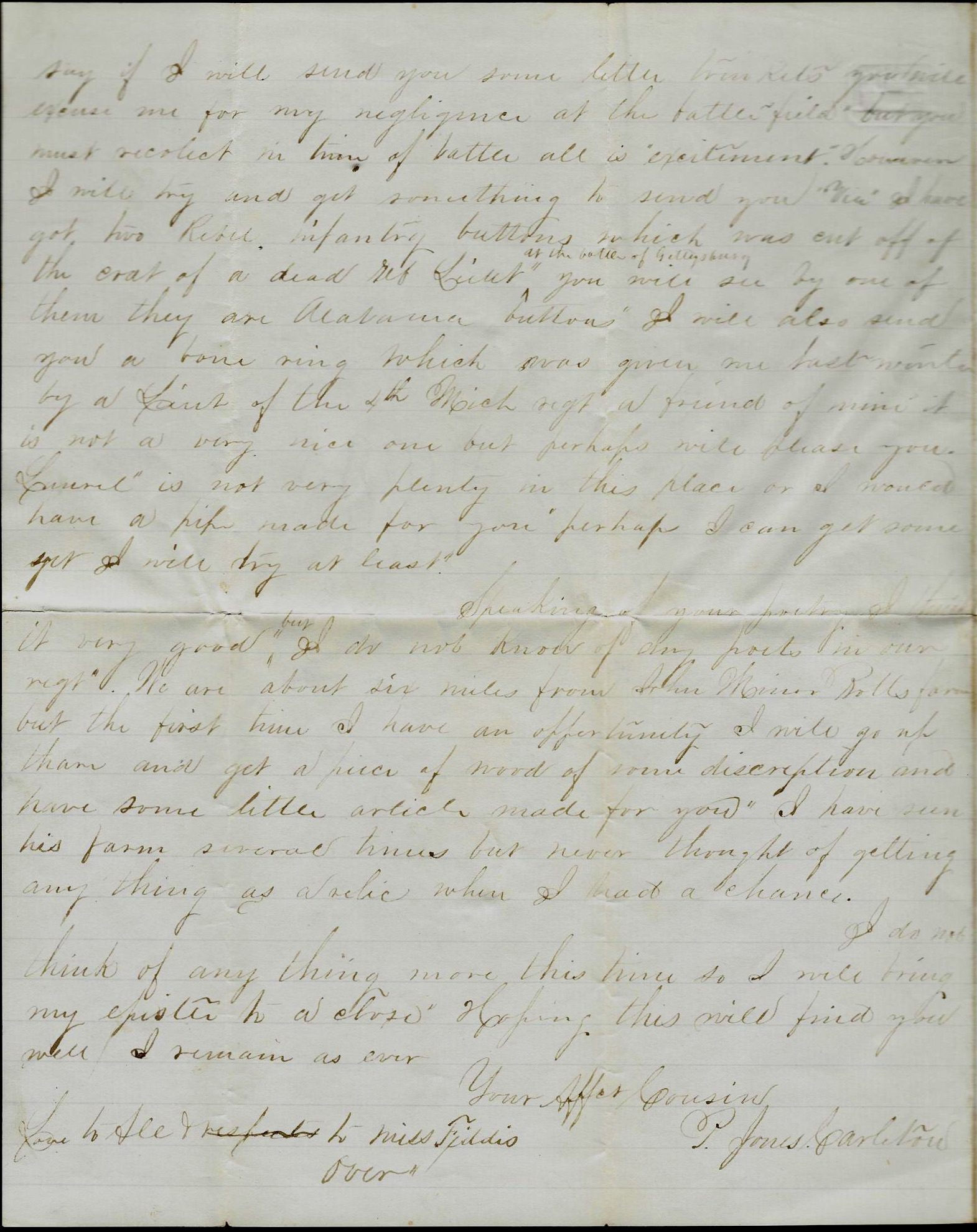 1864: Phillip Jones Carleton to “Cousin Harry” | Spared & Shared 23