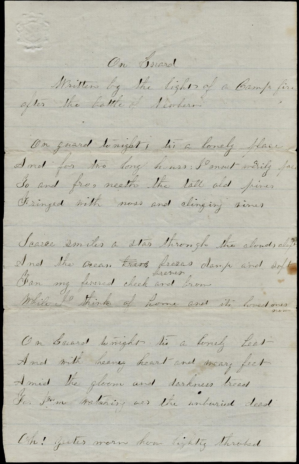 Who wrote the poem, “On Guard”? | Spared & Shared 23