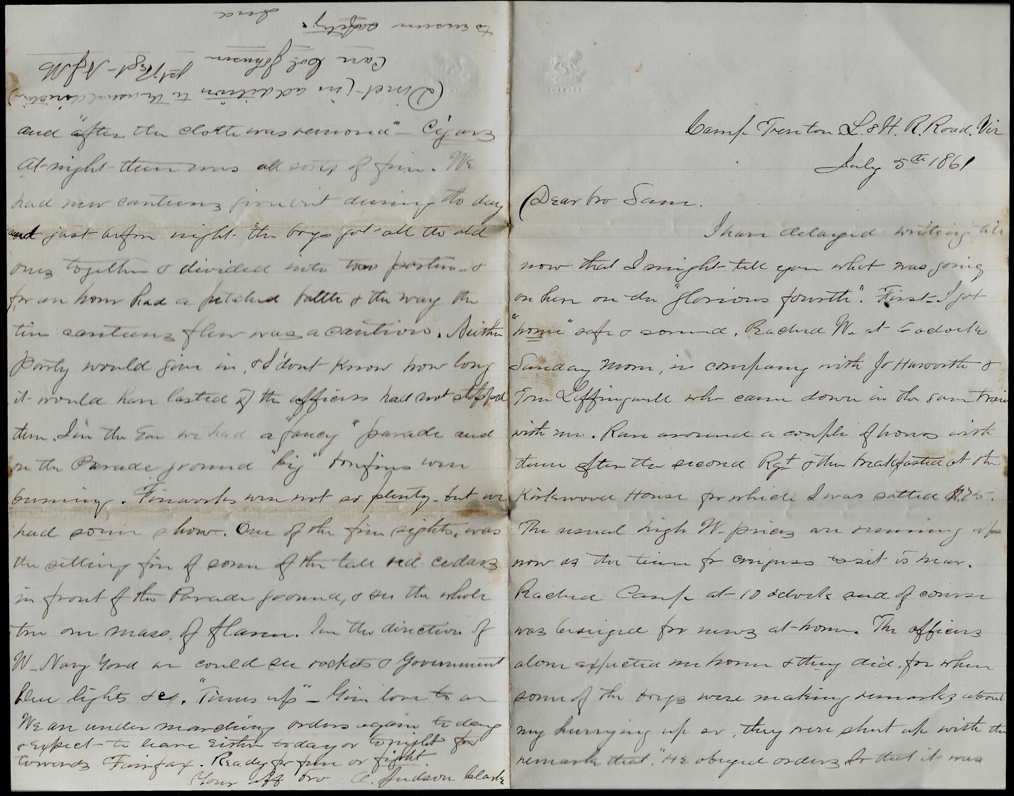 1861: Adoniram Judson Clark to Samuel W. Clark | Spared & Shared 23
