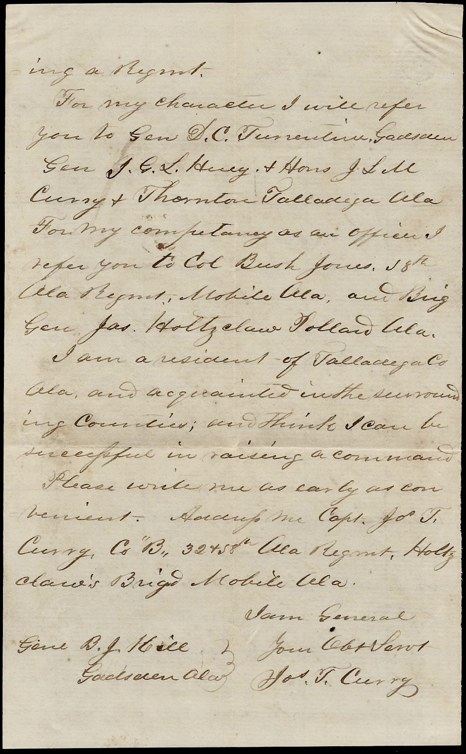 1865: Joseph T. Curry to Benjamin Jefferson Hill | Spared & Shared 23
