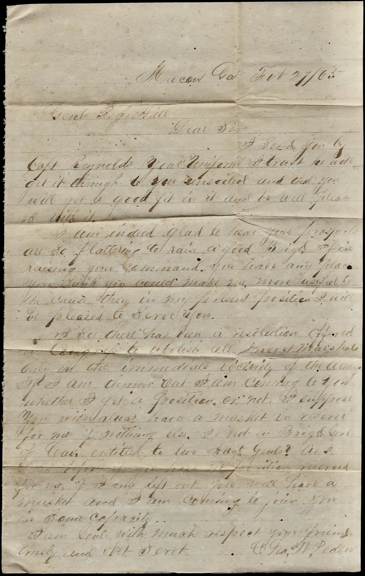 1865: Charles Wesley Peden to Benjamin Jefferson Hill | Spared & Shared 23