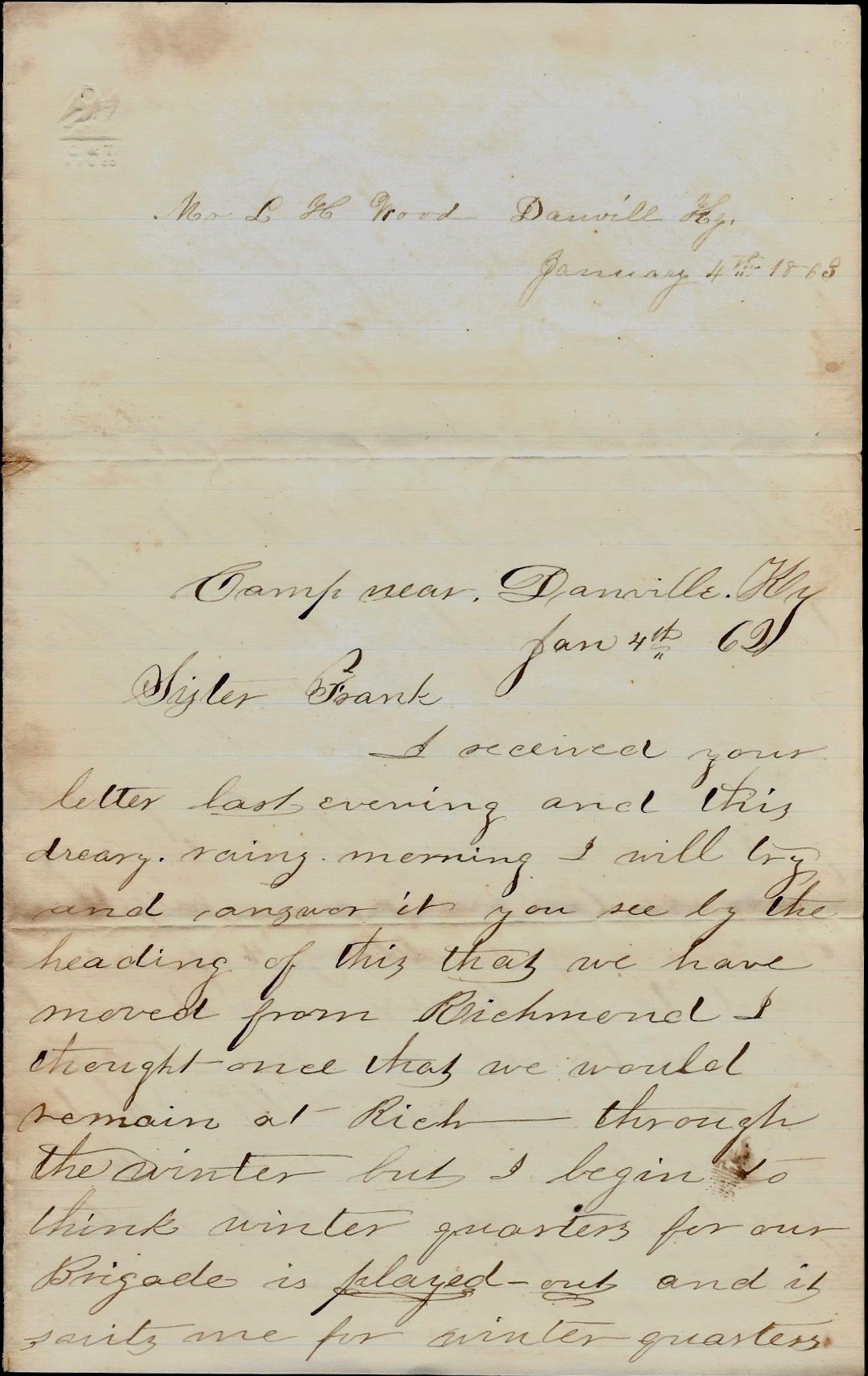 1863: Lyman Henry Wood to Frances Wood | Spared & Shared 23