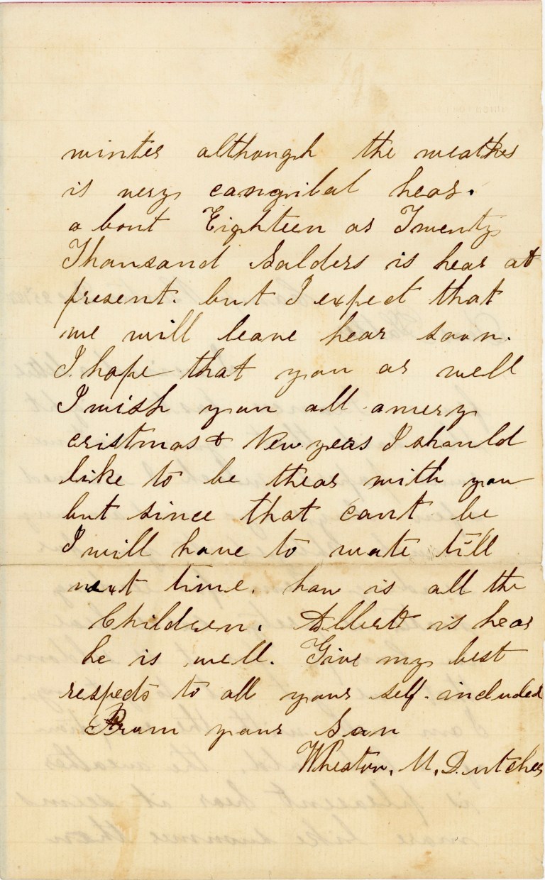 1861-63: Wheaton Montgomery Dutcher to his Family | Spared & Shared 23