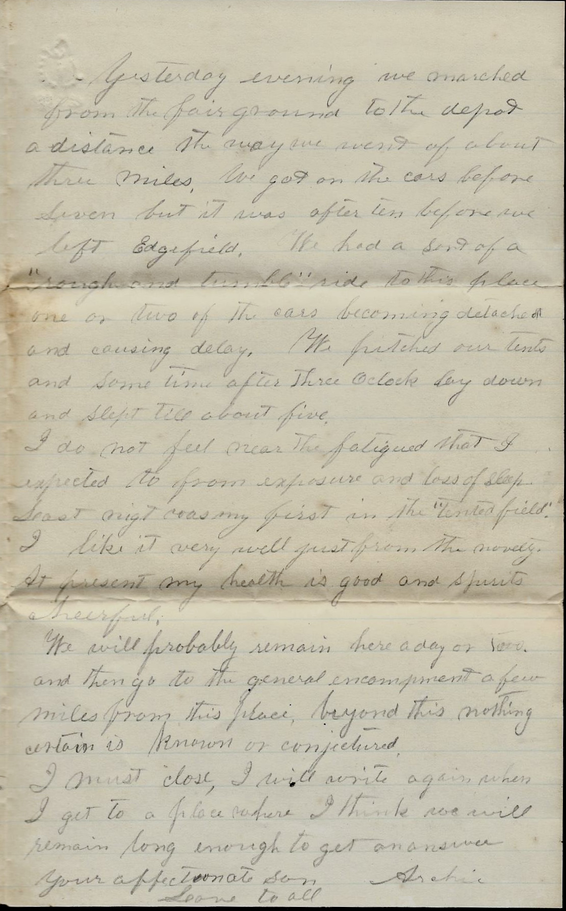1861: Archibald Debow Norris to his Father | Spared & Shared 23