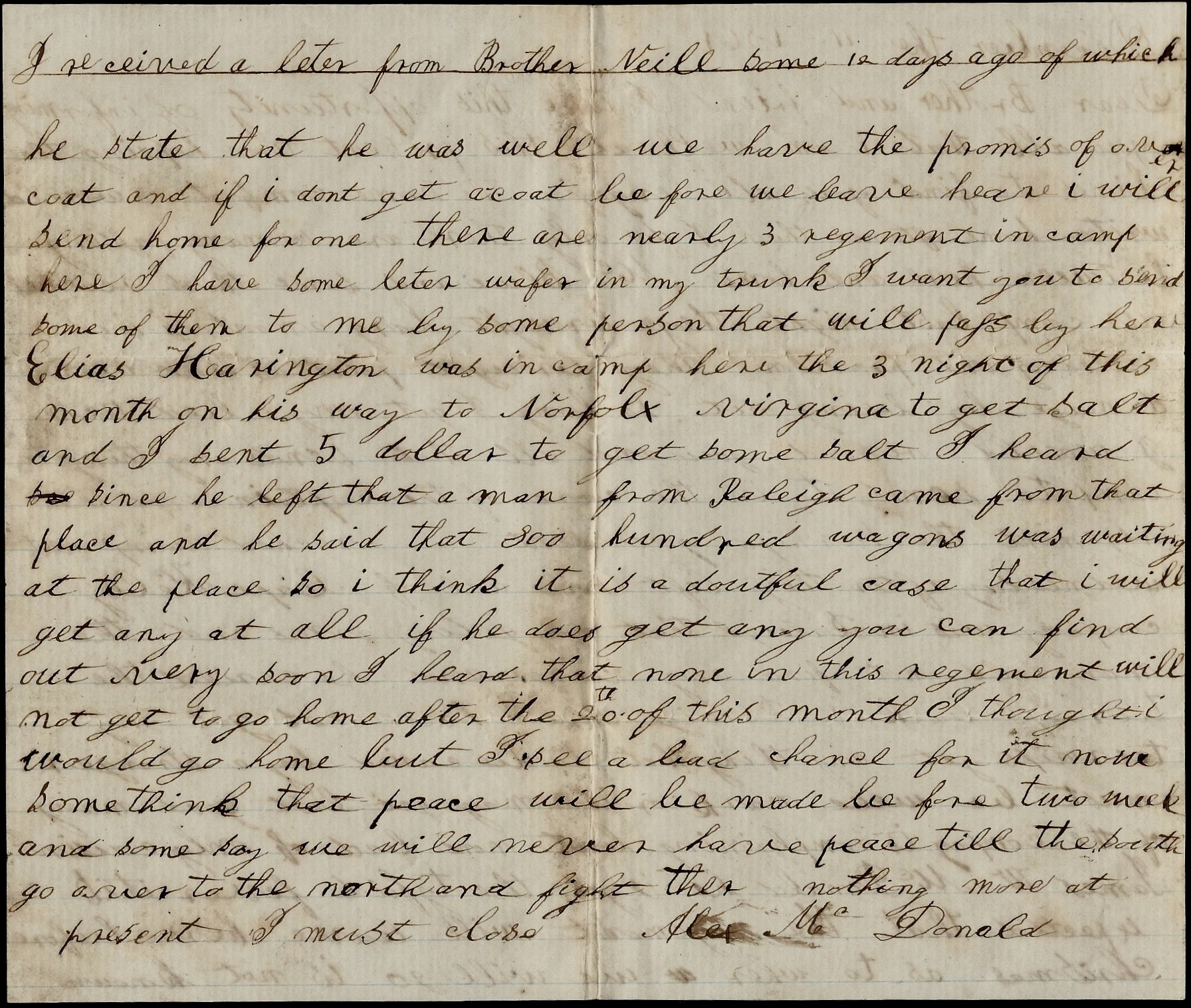 1861: Alexander McDonald to his Brother | Spared & Shared 23