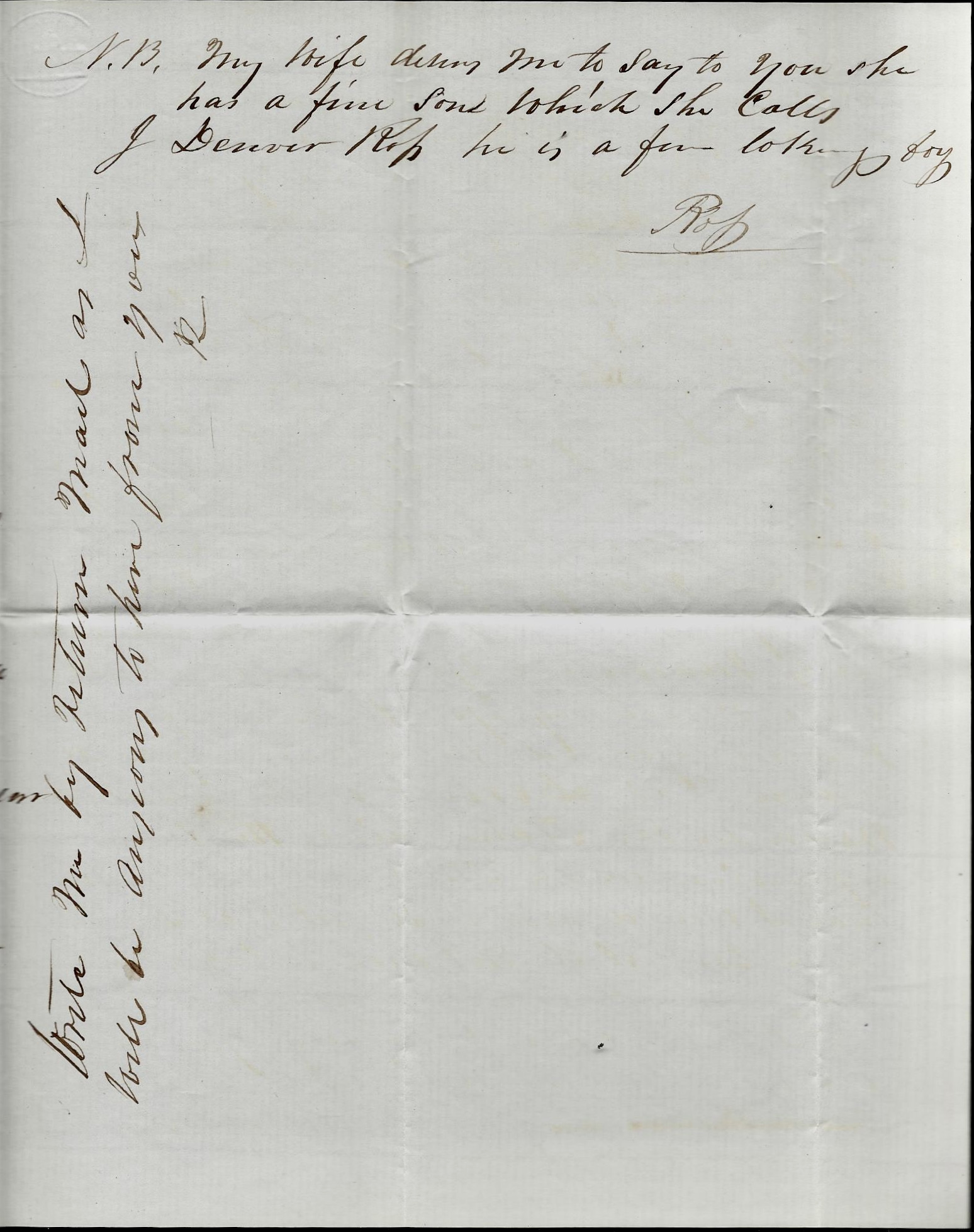 1856: William George Ross to James William Denver | Spared & Shared 23
