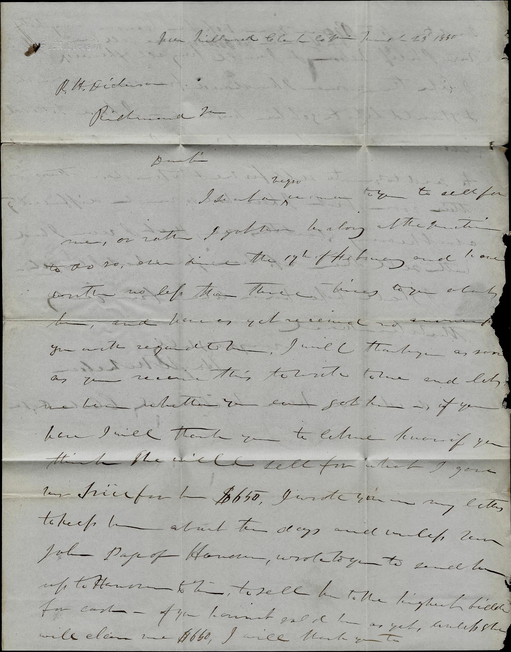 1850: Hugh Mortimer Nelson to Richard Henry Dickinson | Spared & Shared 23