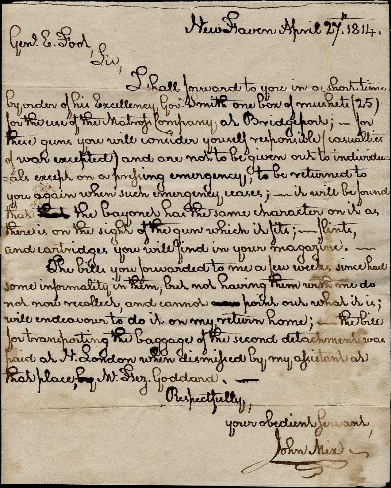 1814: John Mix to Enoch Foote | Spared & Shared 23