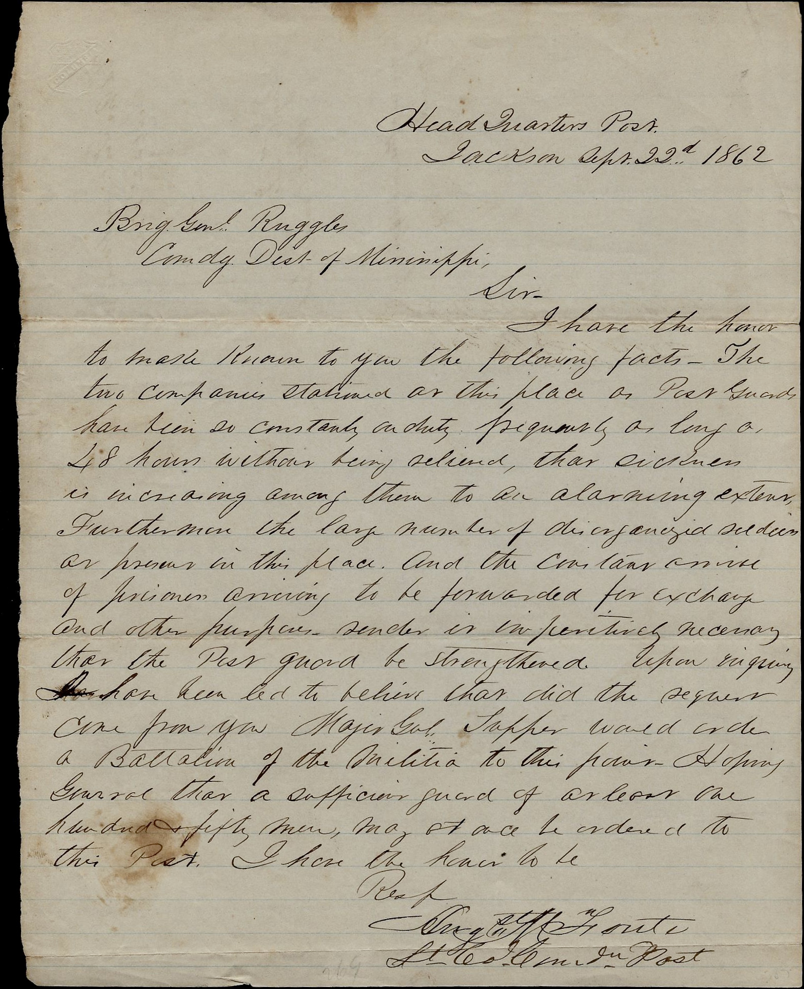 1862: Augustus Marcellus Foute to Daniel Ruggles | Spared & Shared 23