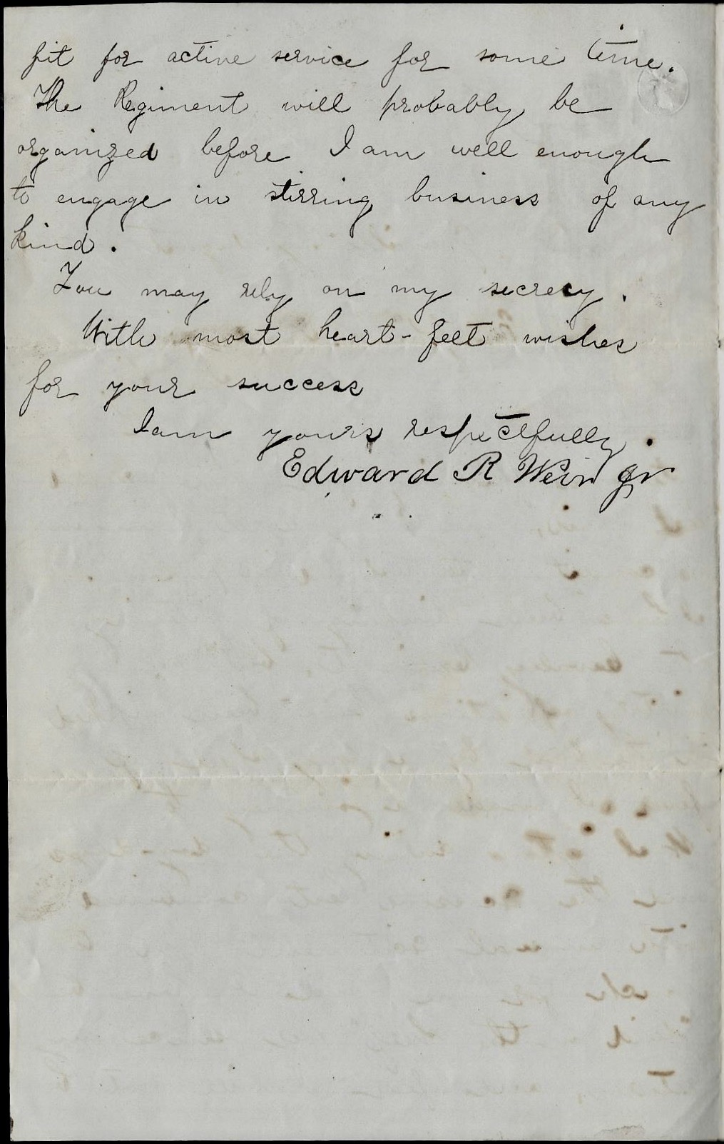 1861: Edward Rumsey Weir, Jr. to John Littlejohn Davidson | Spared ...
