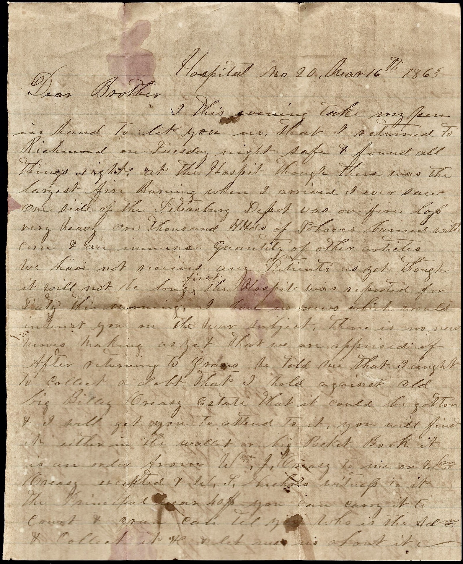 1863: Jonathan Hersey Ayres to William Buford Ayres | Spared & Shared 23