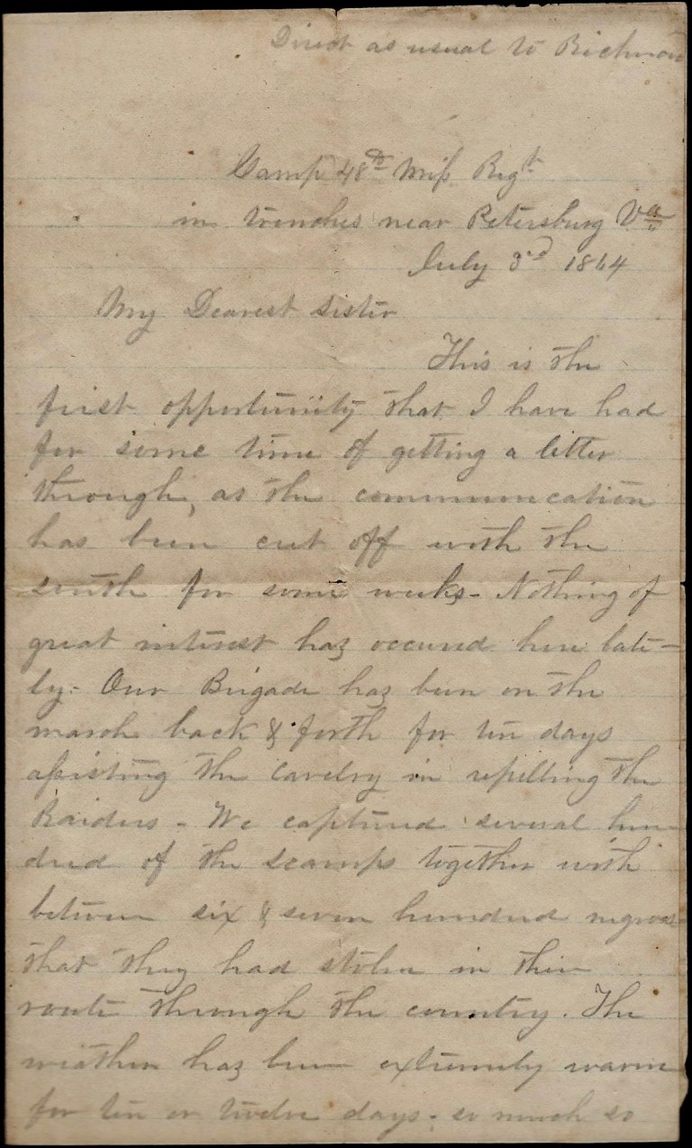 1864-65: John Ravenscroft Green to his Family | Spared & Shared 23