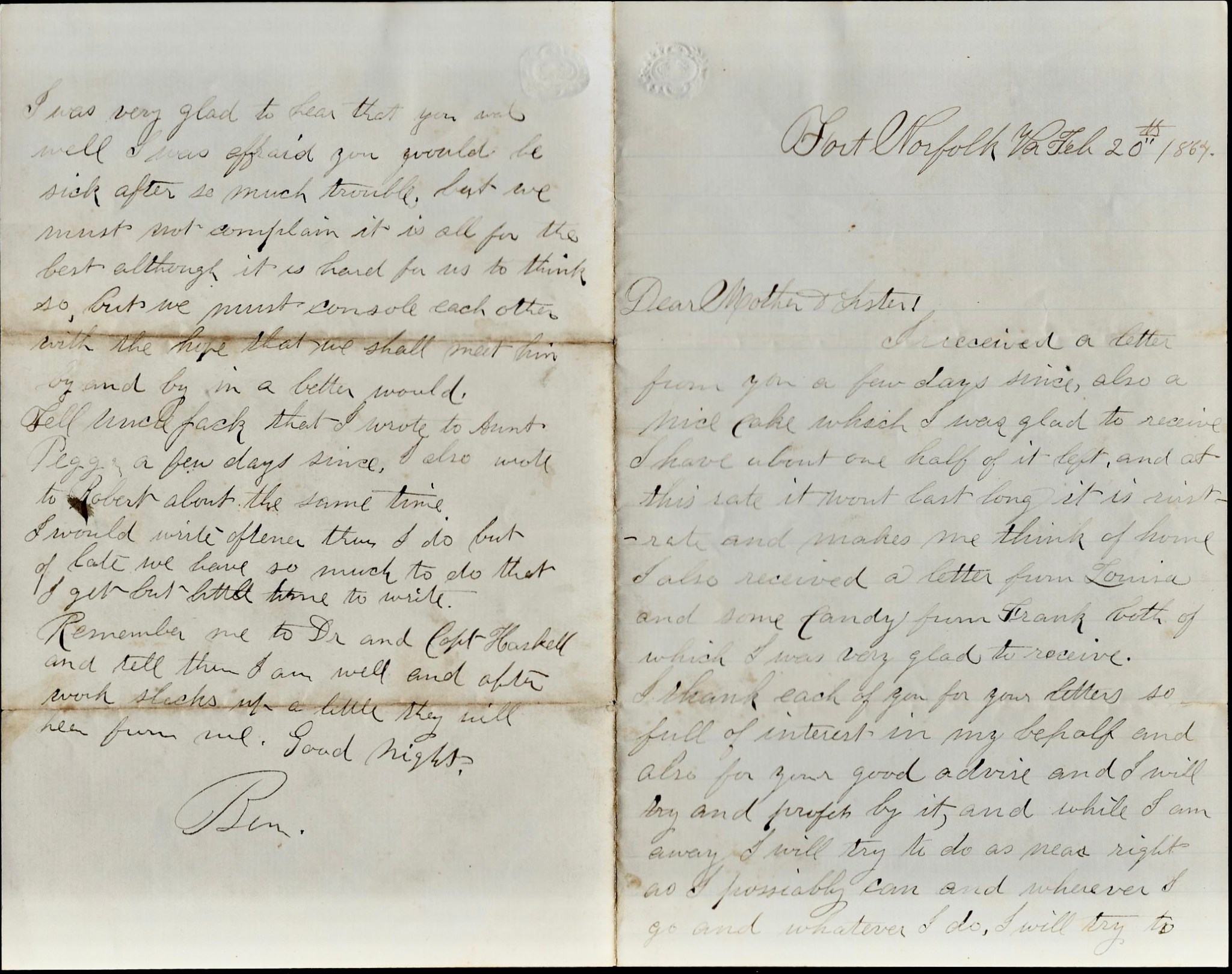 1864-65: Benjamin Franklin Blatchford Letters | Spared & Shared 23