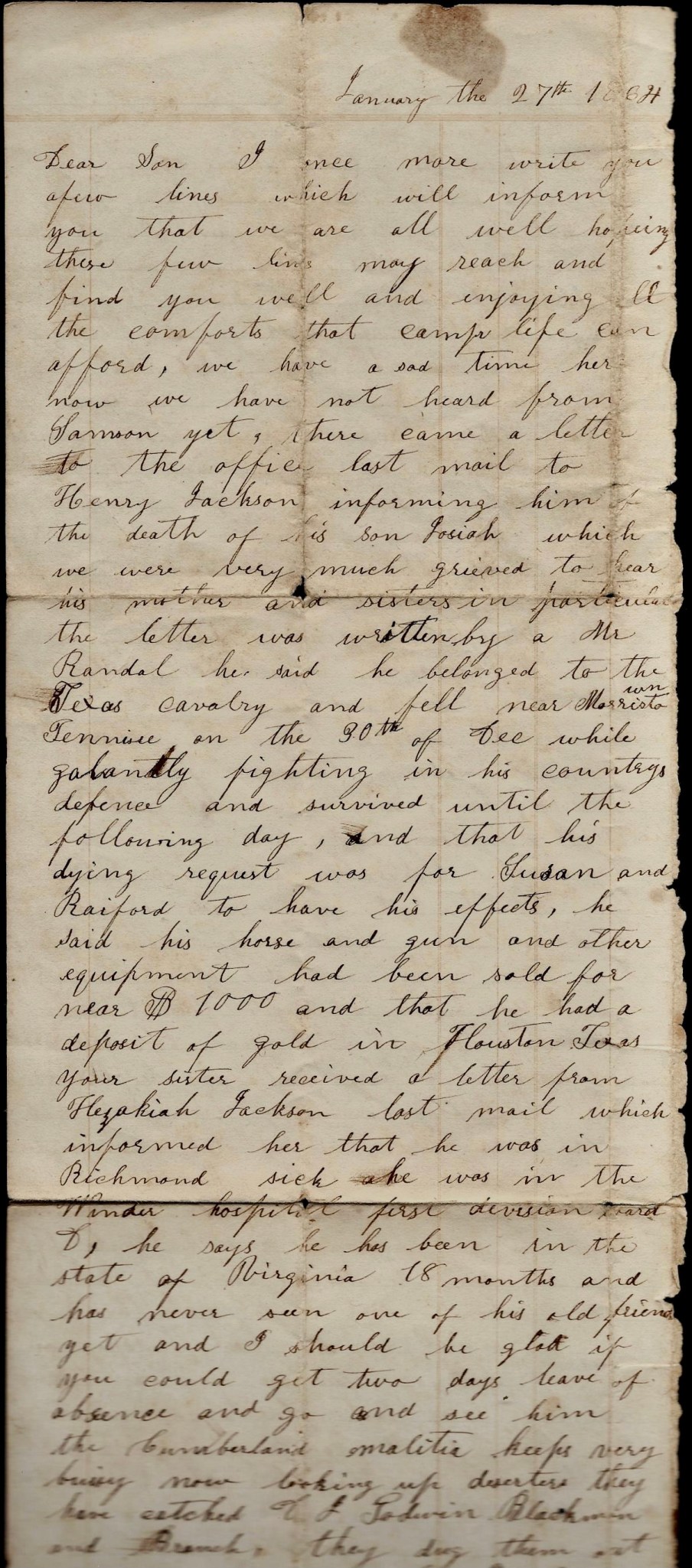 1864: Tew Family to Joel John Tew | Spared & Shared 23