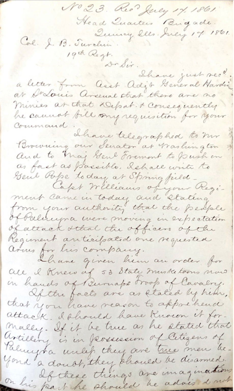 1861: Stephen Augustus Hurlbut to John Basil Turchin | Spared & Shared 23