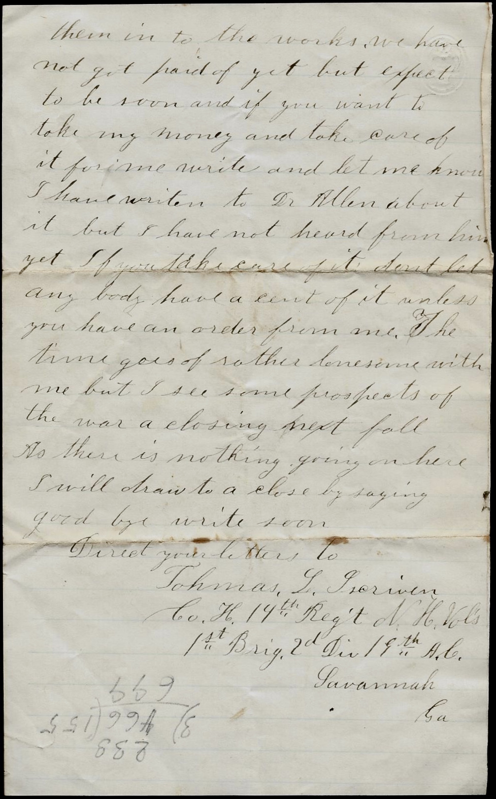 1865: Thomas L. Scriven to Edwin Holmes | Spared & Shared 23