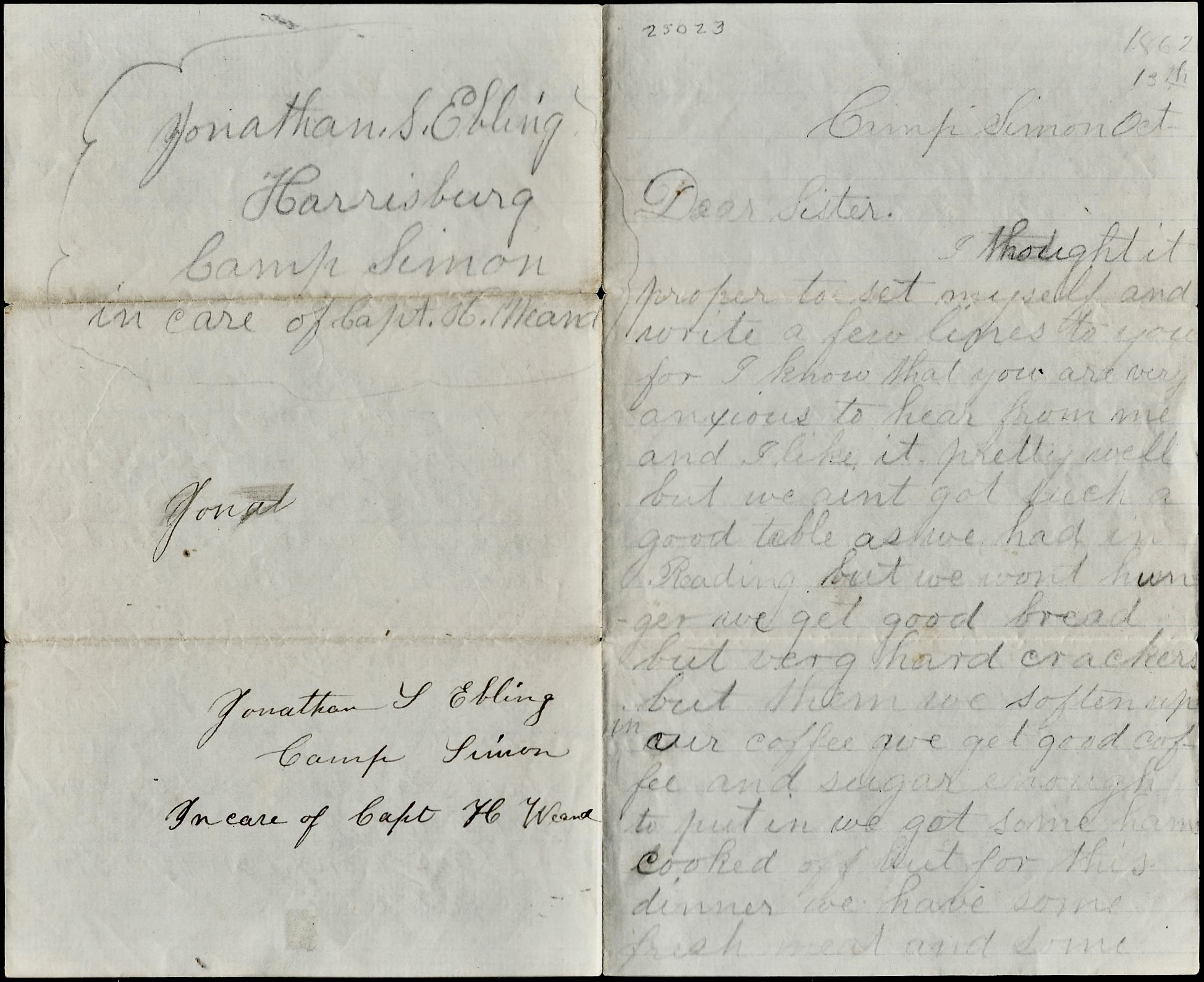 1862: Jonathan S. Ebling to Maria E. Ebling | Spared & Shared 23