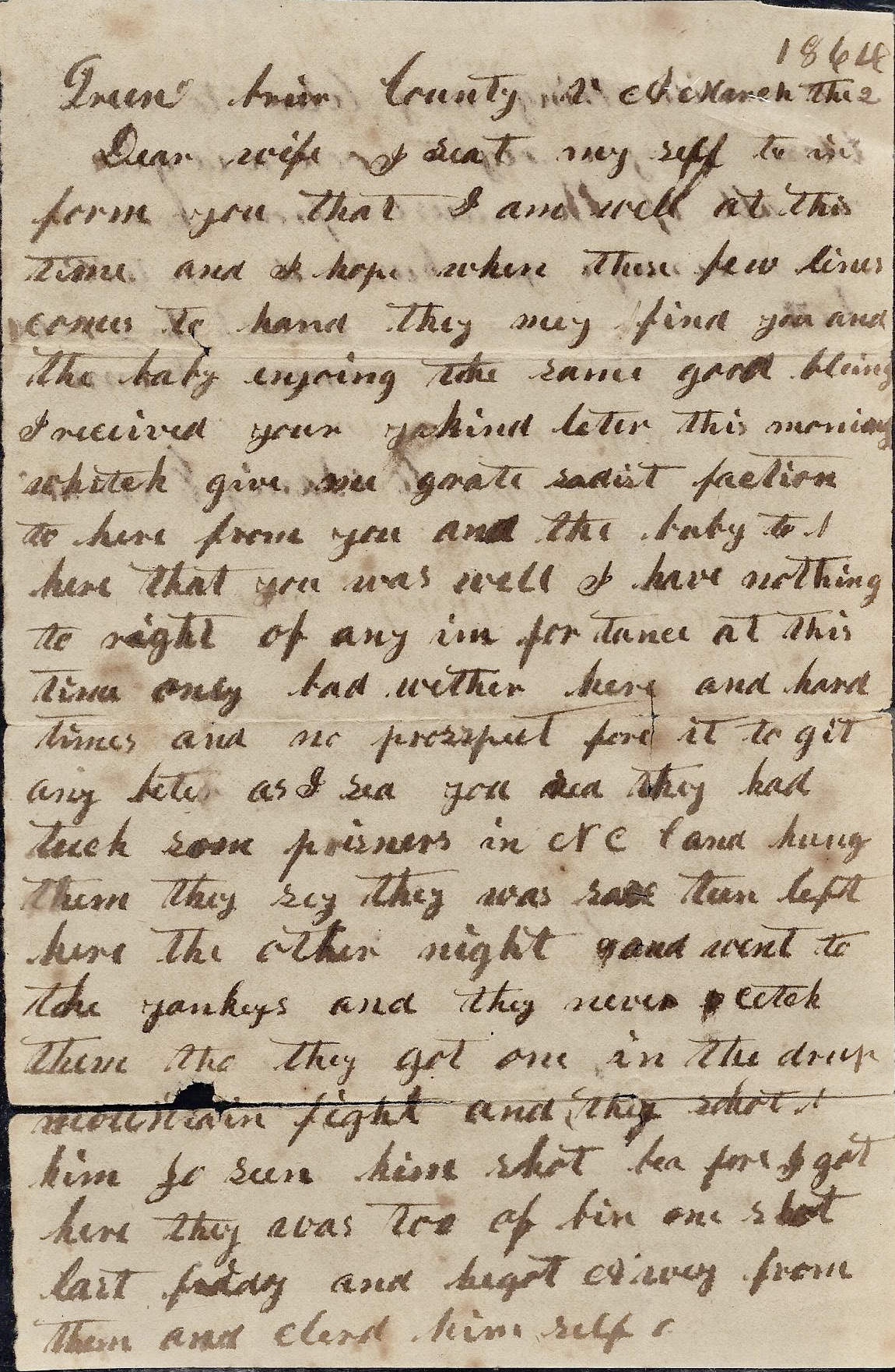 1864: James Nunn to Nancy E. (Bingman) Nunn | Spared & Shared 23