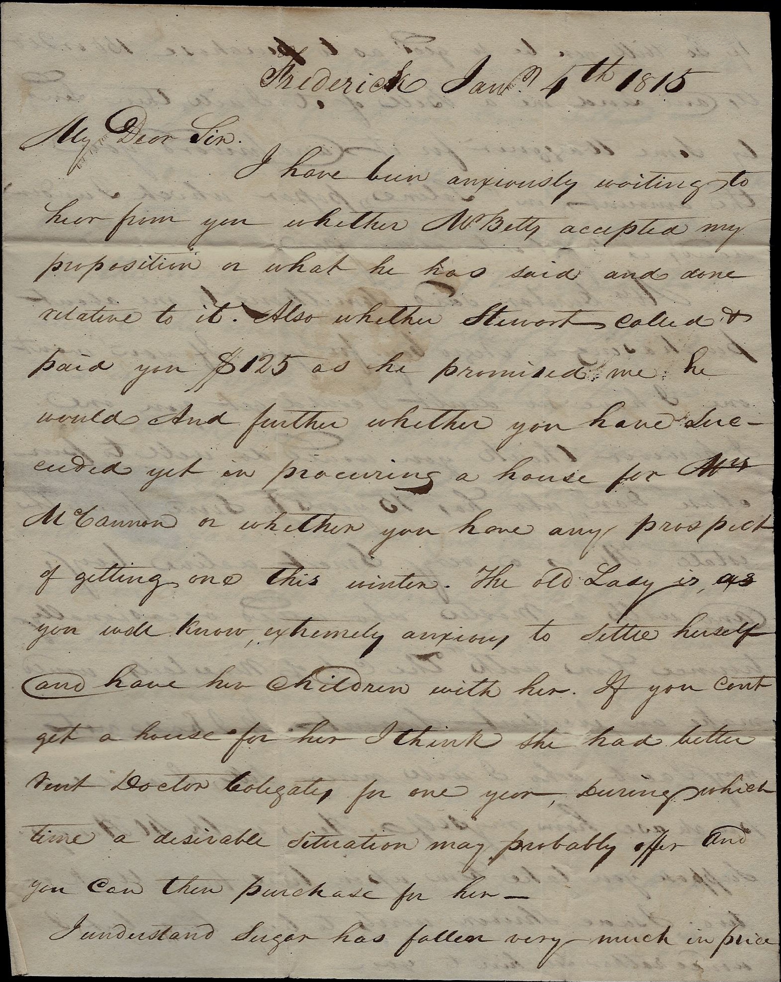 1815: Frederick A. Schley to George Towers Dunbar | Spared & Shared 23