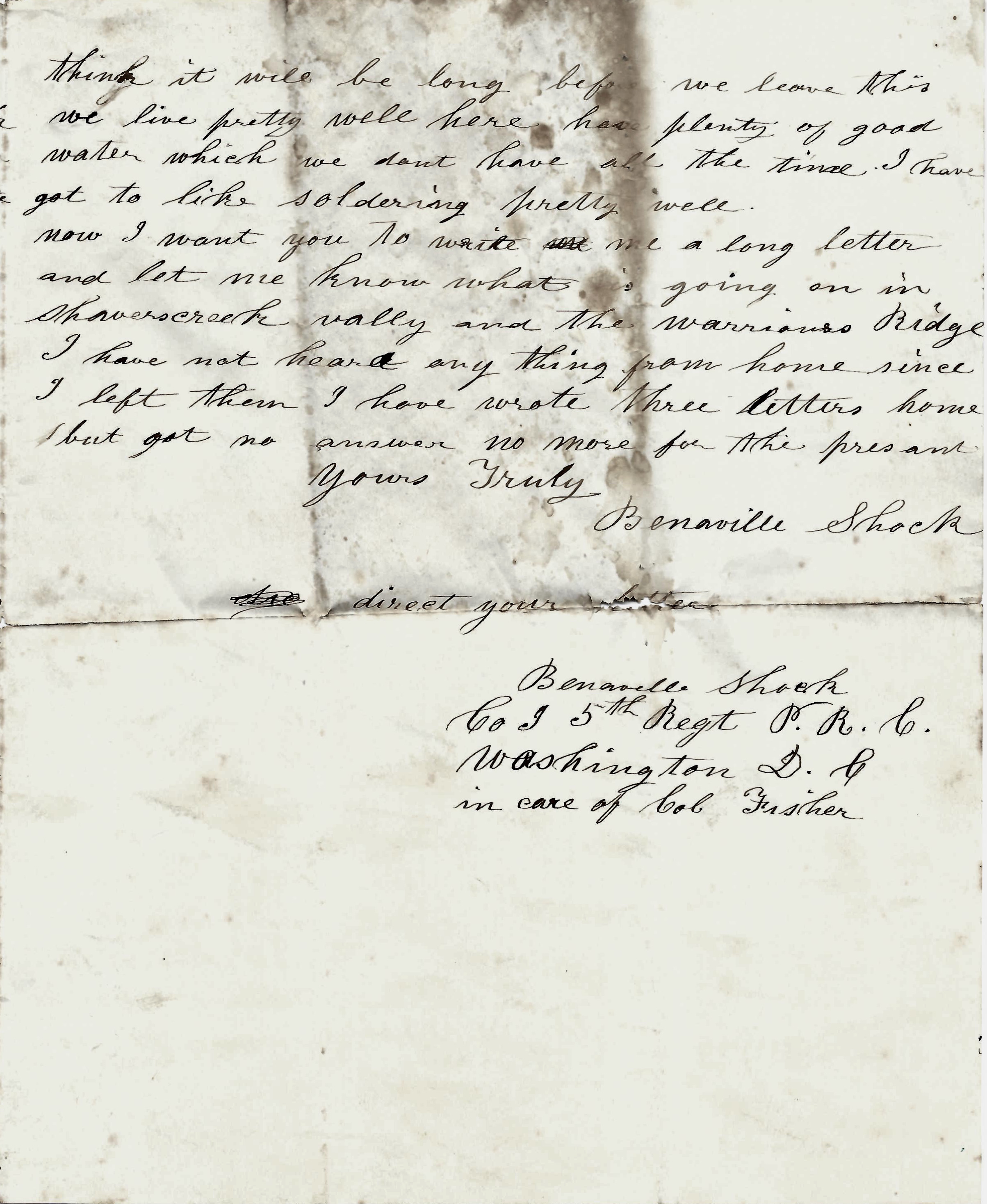 1862: Beneville Schock to Sarah (Schock) Fisher & Jacob Fisher | Spared ...