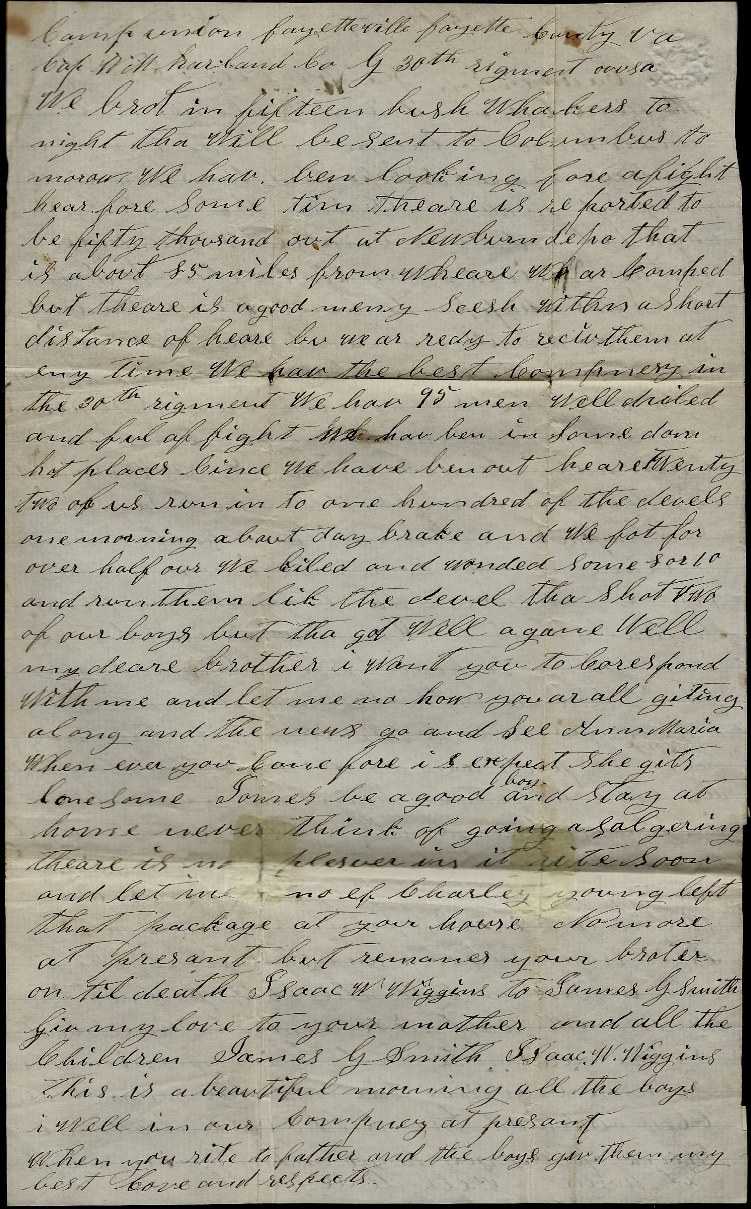 1862: Isaac W. Wiggins to James G. Smith | Spared & Shared 23