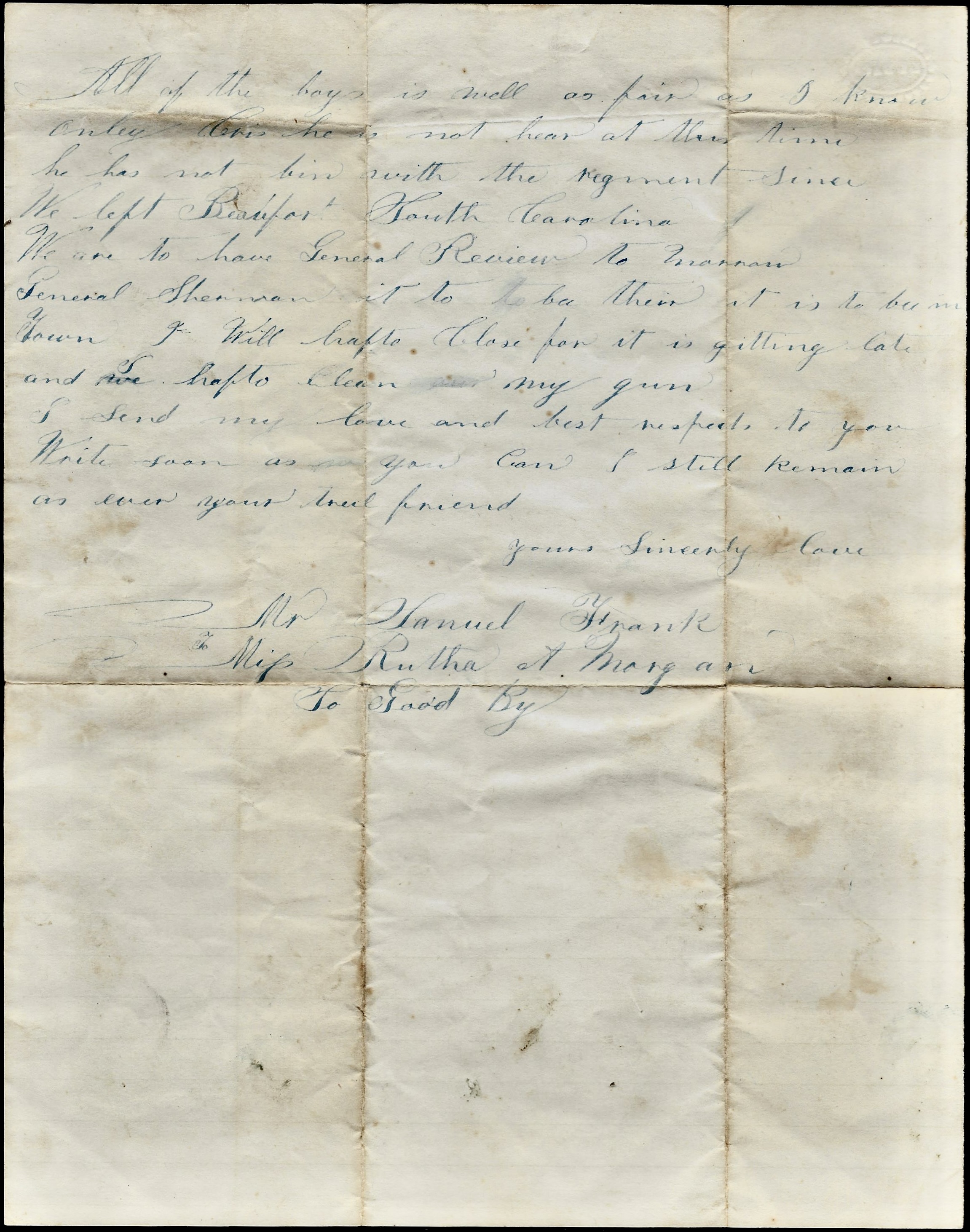 1865: Samuel Frank to Ruth A. Morgan | Spared & Shared 23