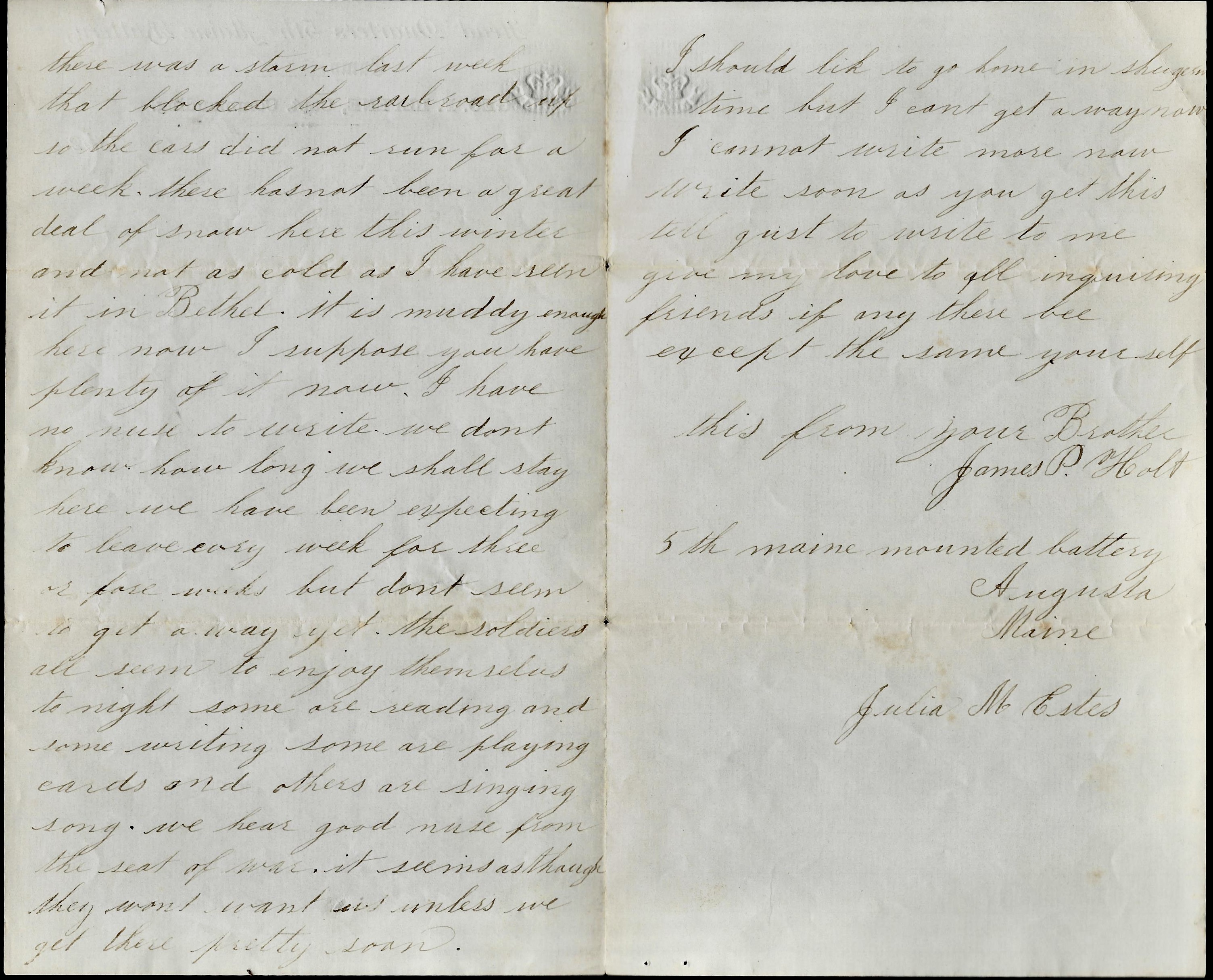 1862: James P. Holt to Julia Matilda Estes | Spared & Shared 23