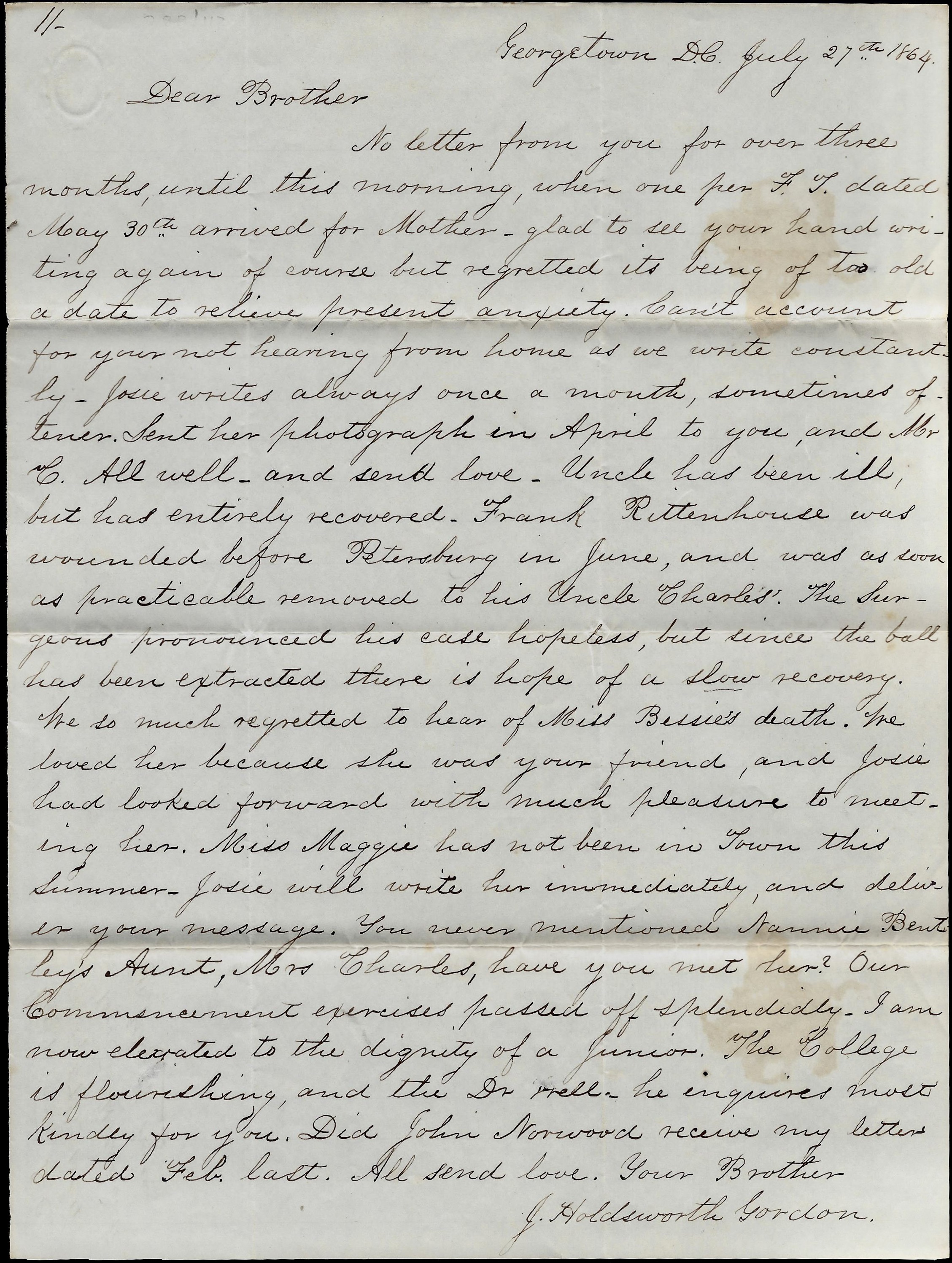 1864: James Holdsworth Gordon to William Alexander Gordon | Spared ...
