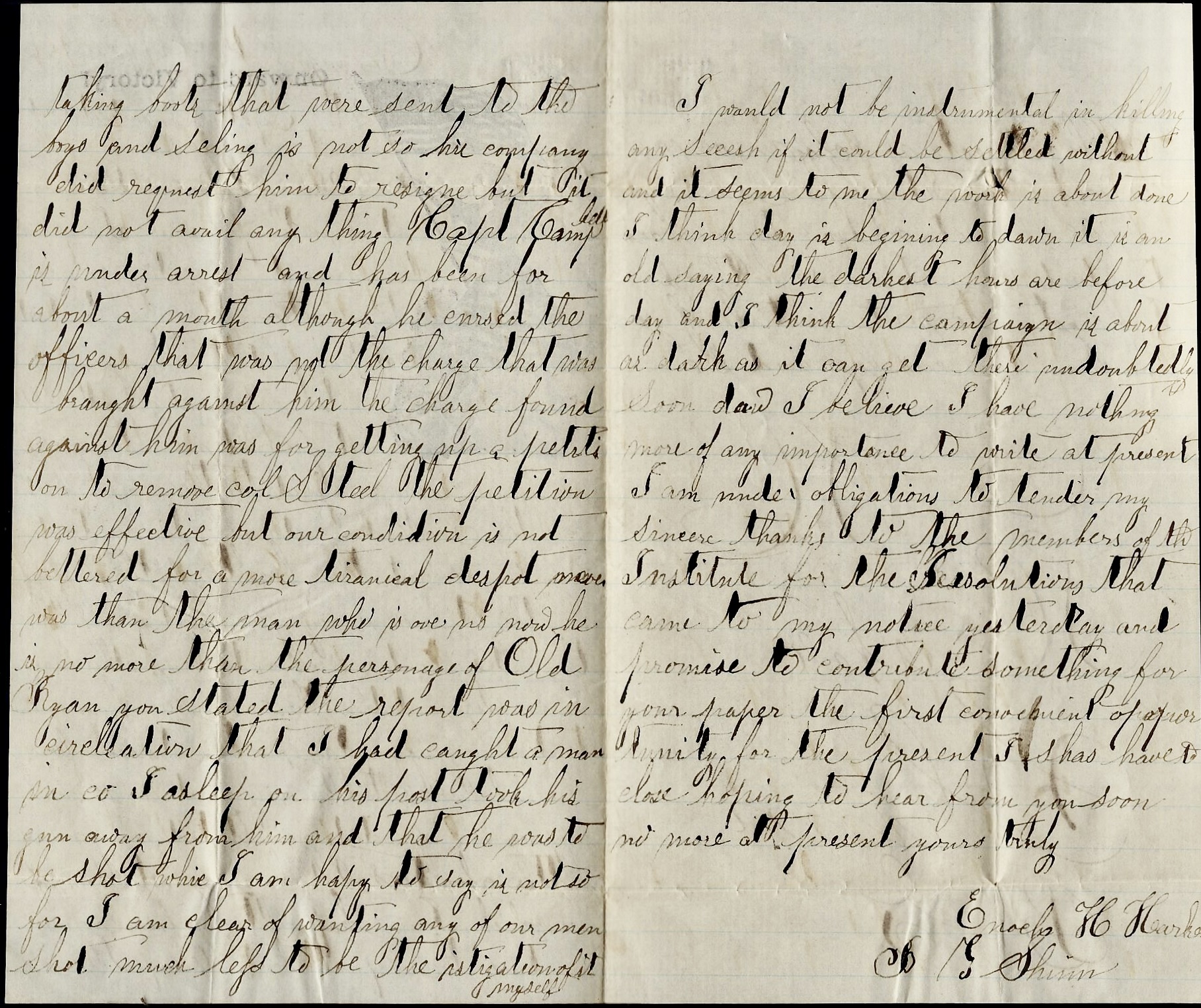 1862: Enoch H. Harker to B. G. Shinn | Spared & Shared 23