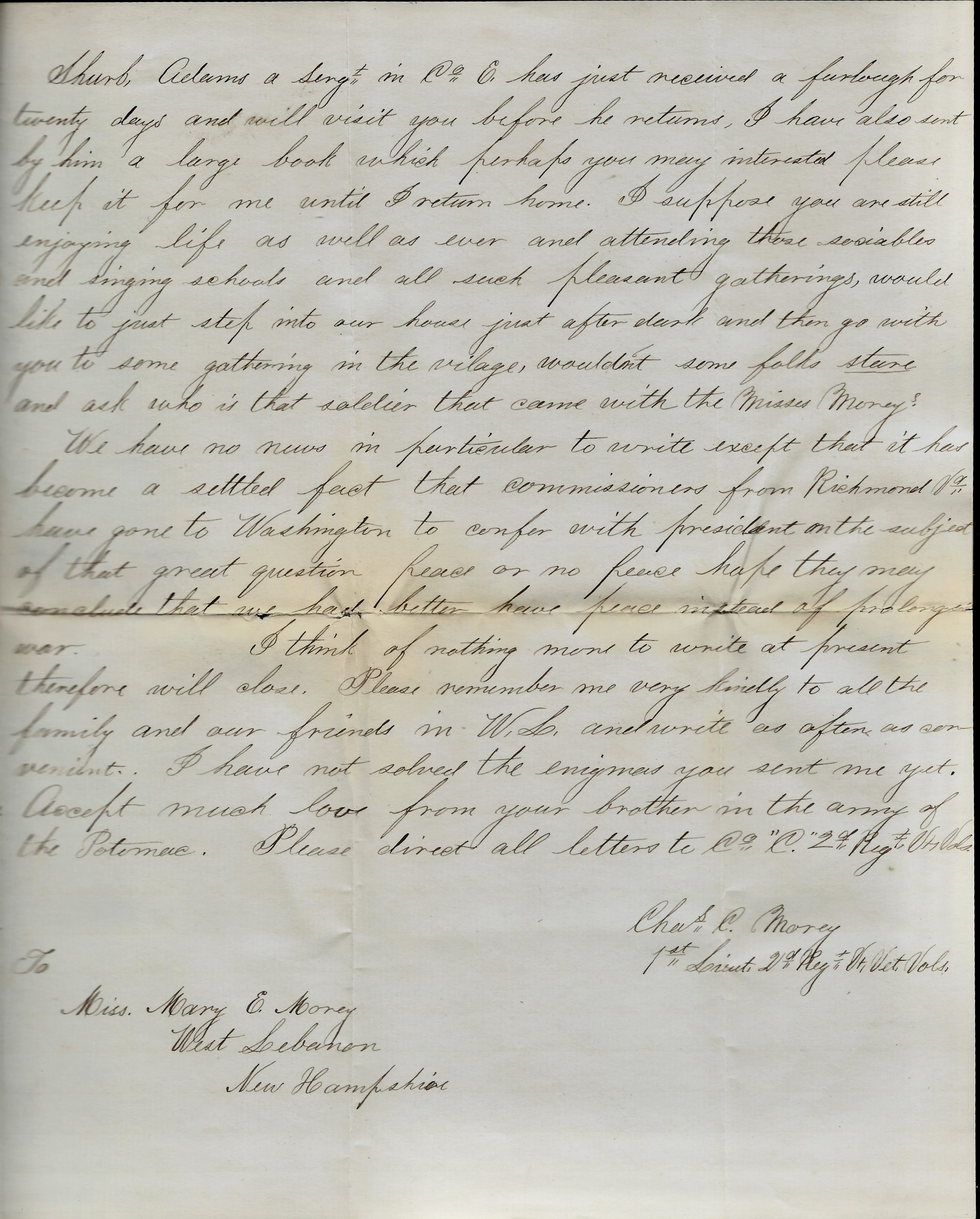 1864: Charles Carroll Morey to Rosetta Morse (Brown) Morey | Spared ...