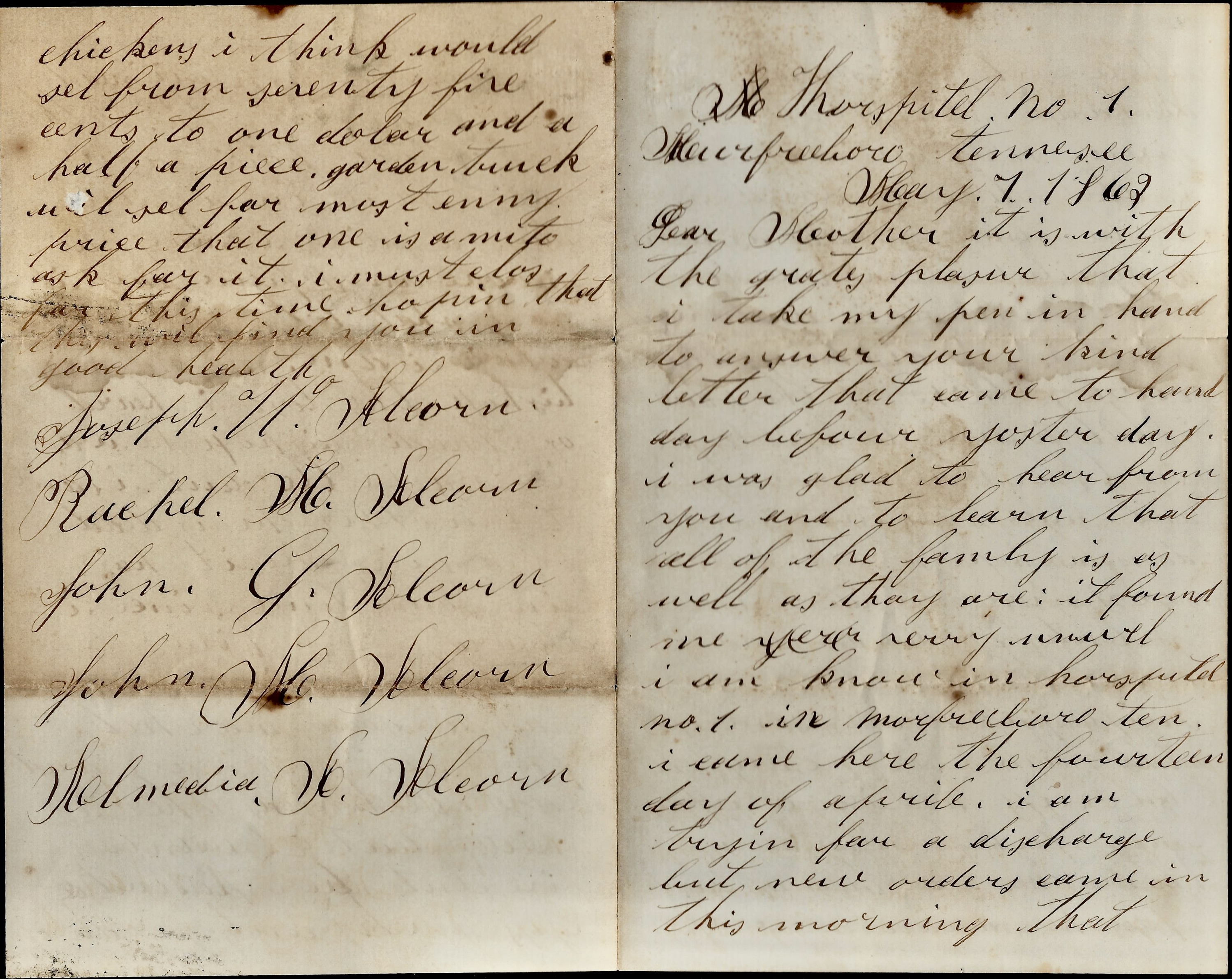 1862: Joseph William Alcorn to Rachel (Mann) Alcorn | Spared & Shared 23