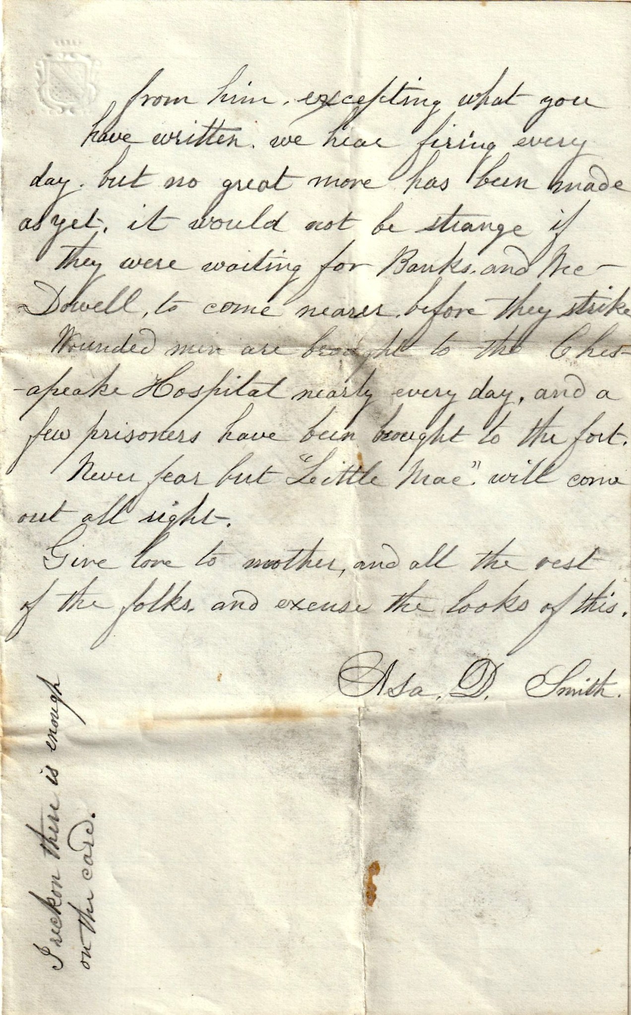 1862: Asa Dennis Smith to his Family | Spared & Shared 23