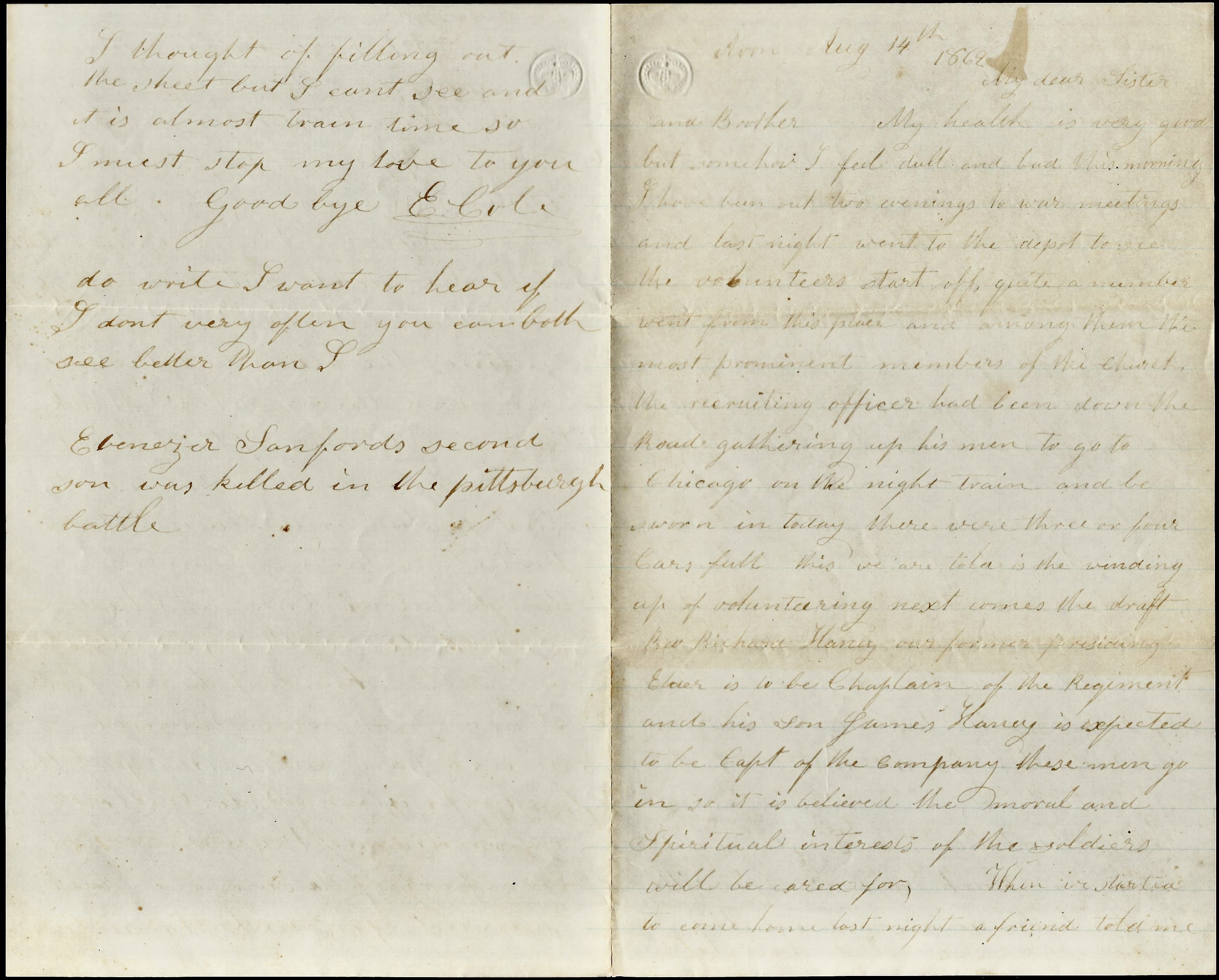 1862: Elvira Cole to Ruby Eloise (Cole) Merrill | Spared & Shared 23