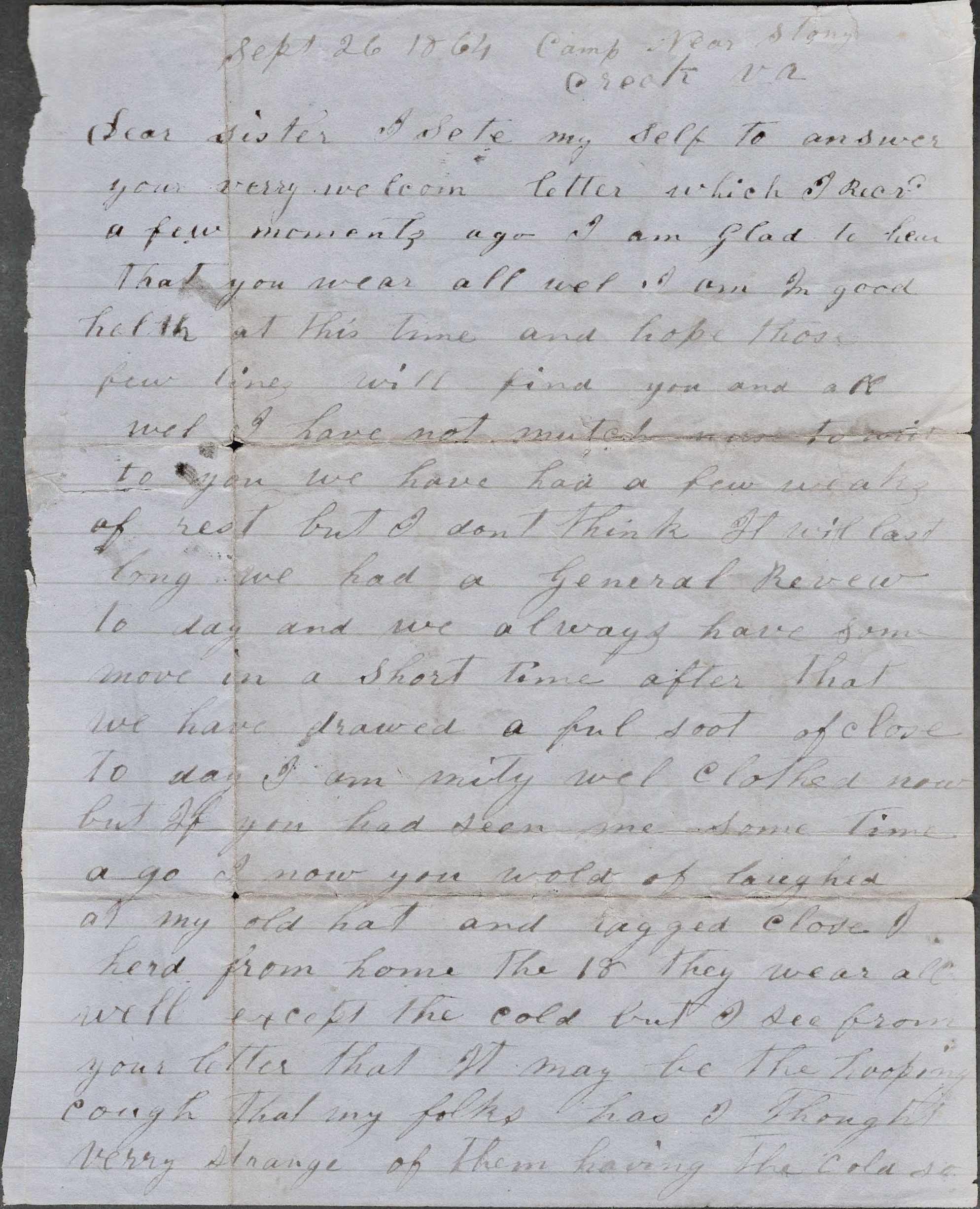 1864: John Leander Jamison to his sister | Spared & Shared 23