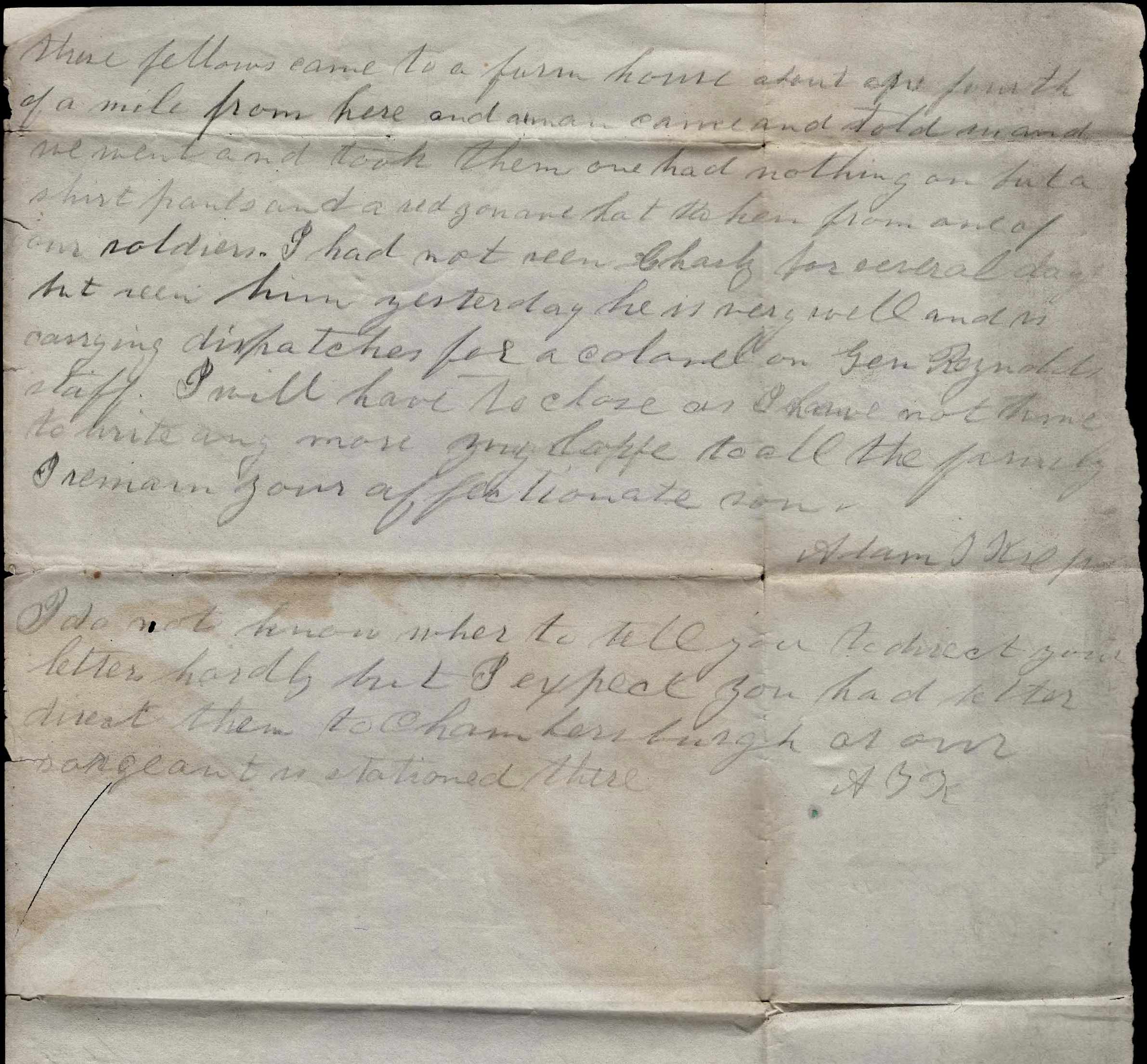 1862-63: Adam Turney Kreps to his Brother | Spared & Shared 23