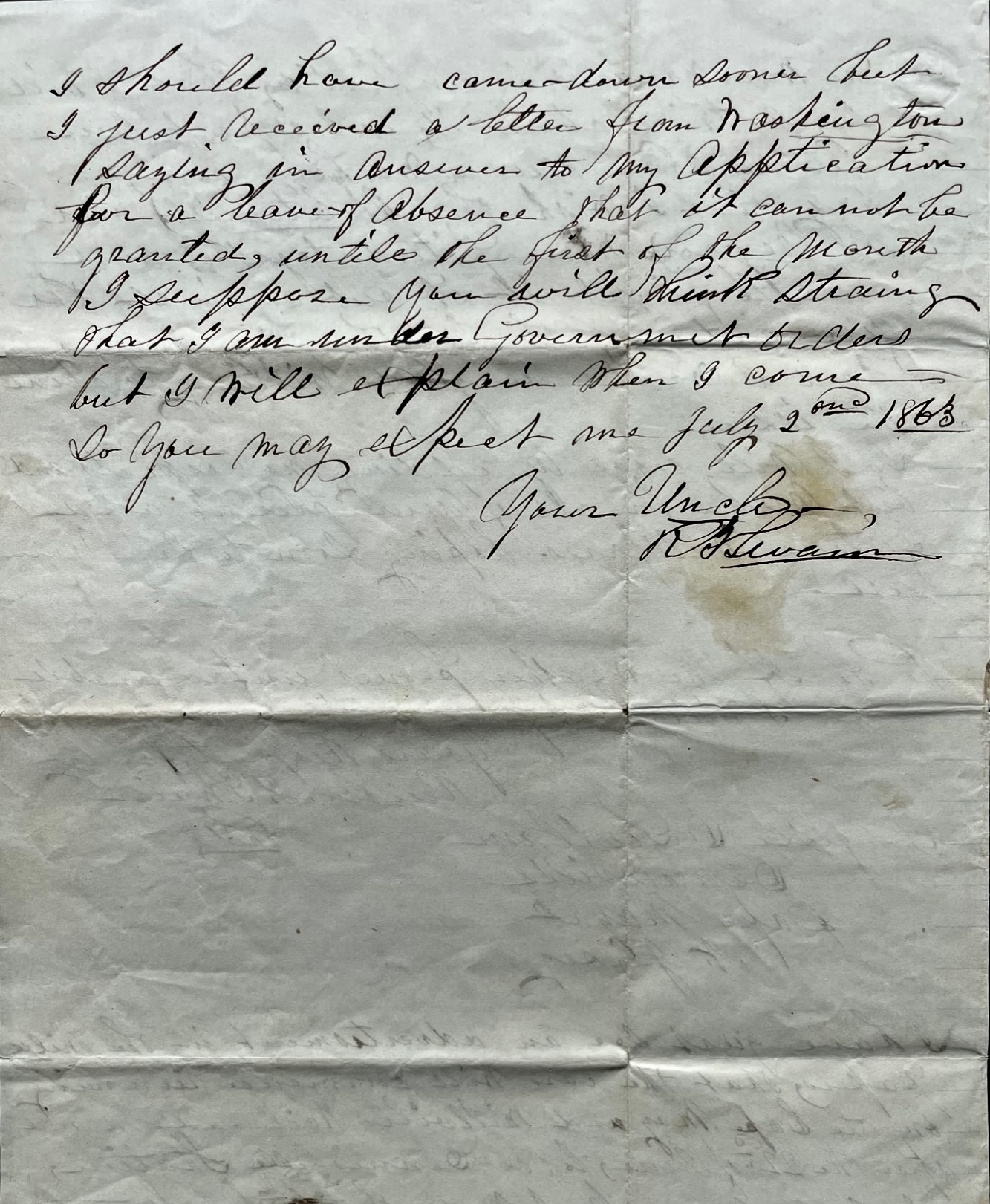 1863: Reuben T. Swain to Jesse Divert Ludlam | Spared & Shared 23