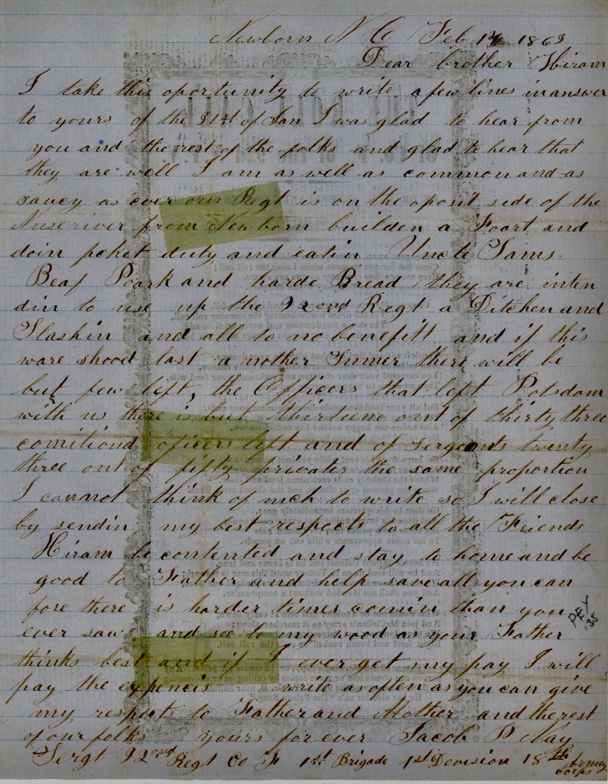 1863: Jacob Phelps Nay to his Brother | Spared & Shared 23