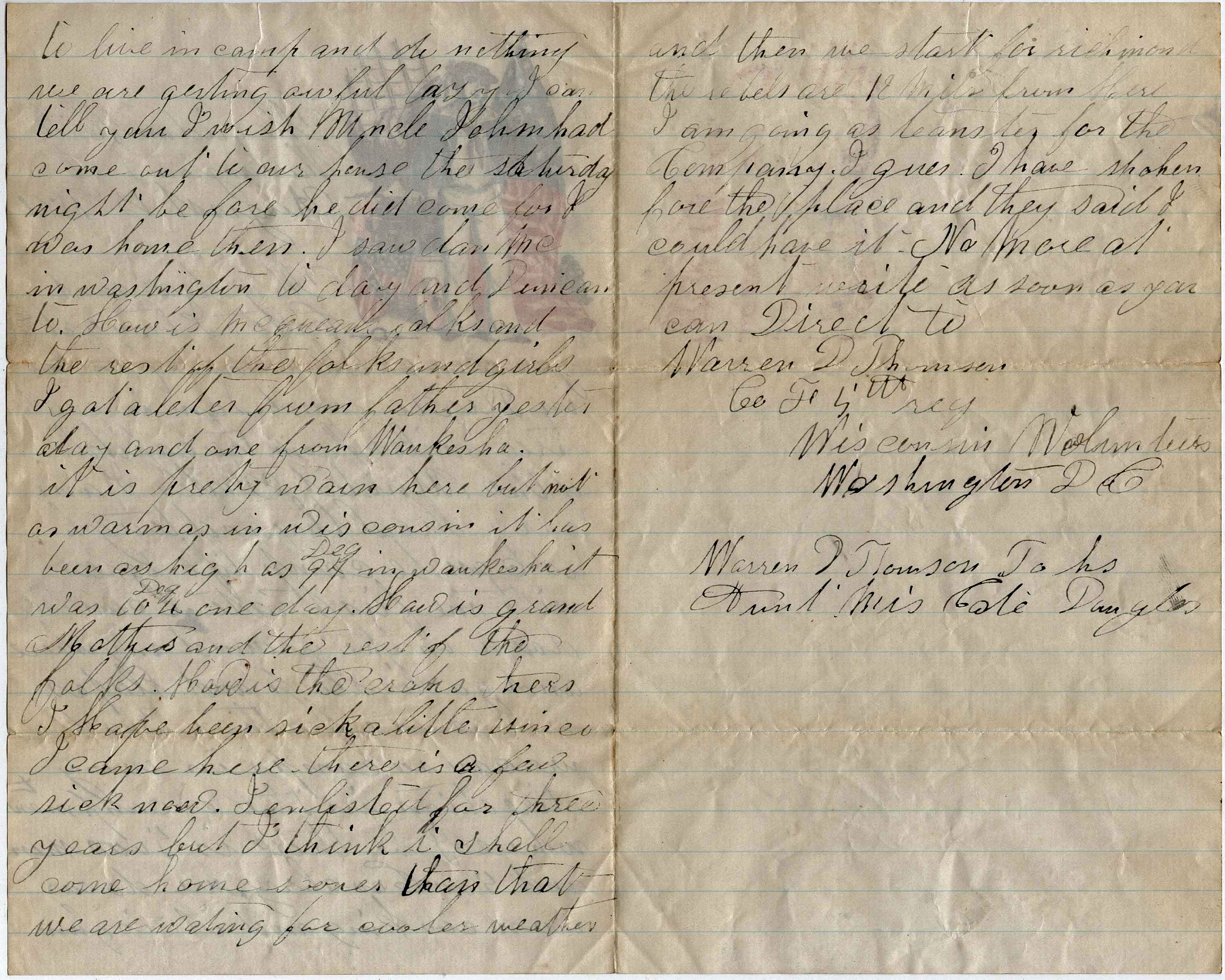 1861: Warren D. Thomson to Cate Douglass | Spared & Shared 23