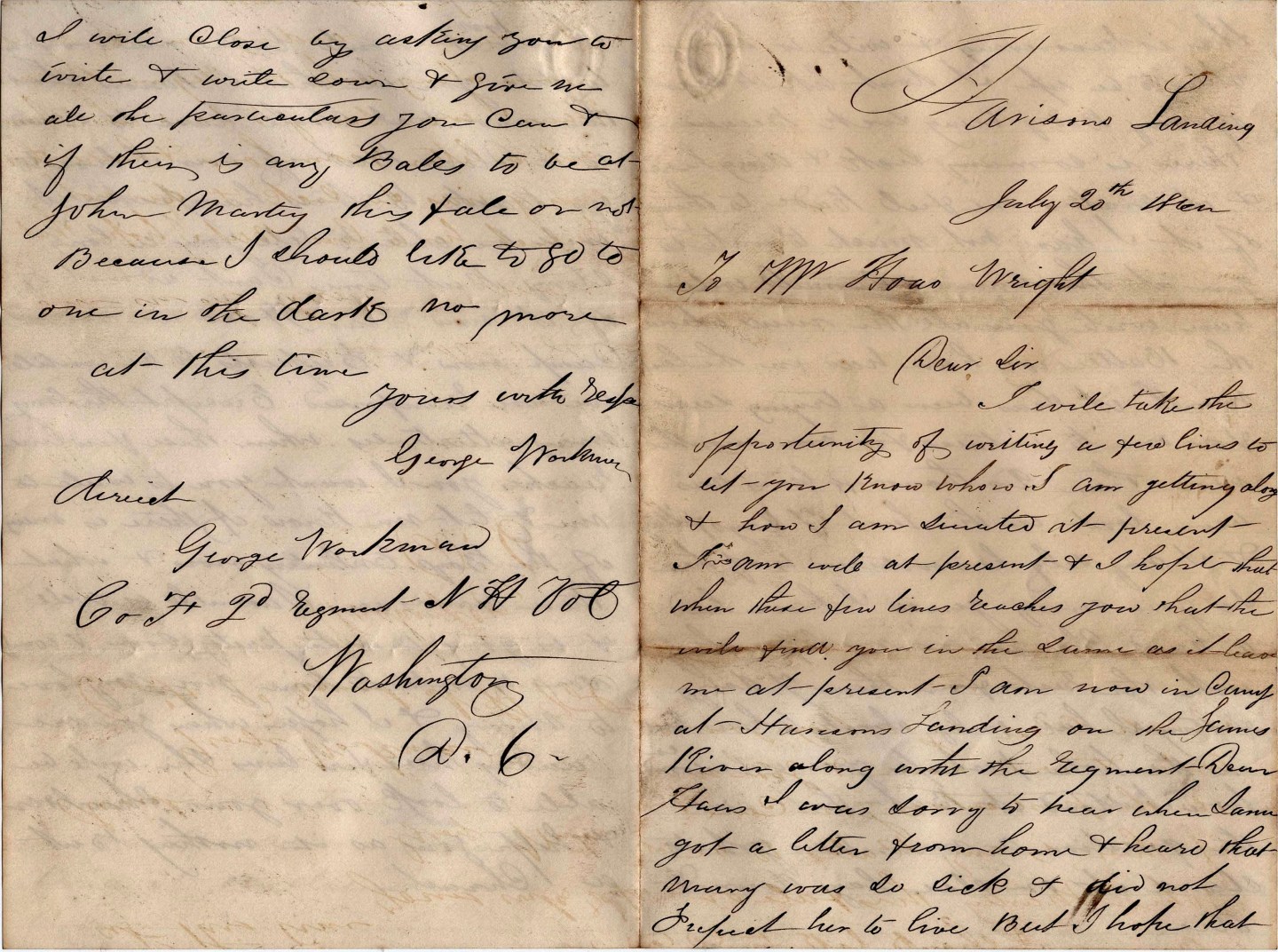 1862: George Workman to Haas Wright | Spared & Shared 23